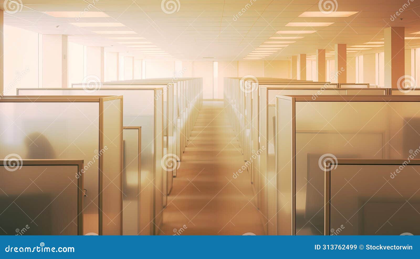 Computer Blurred Cubicle Office Interior Stock Illustration ...