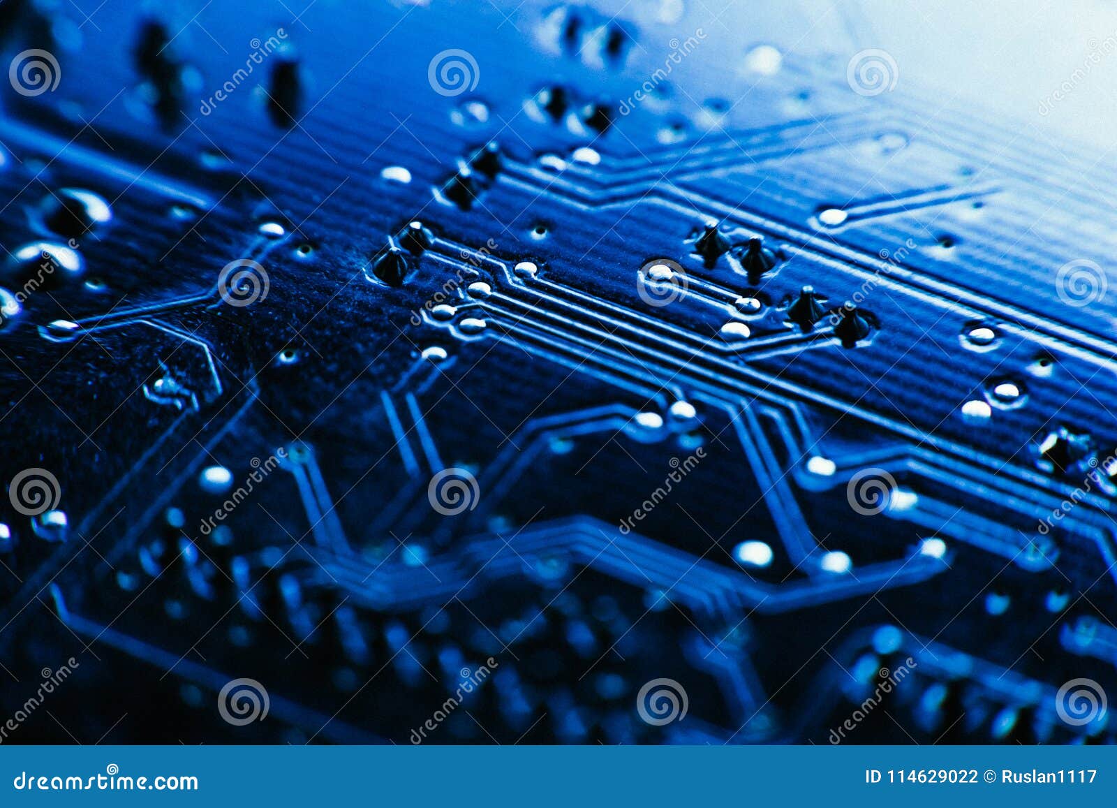Computer Board Blue Color Close-up Stock Photo - Image of chip ...