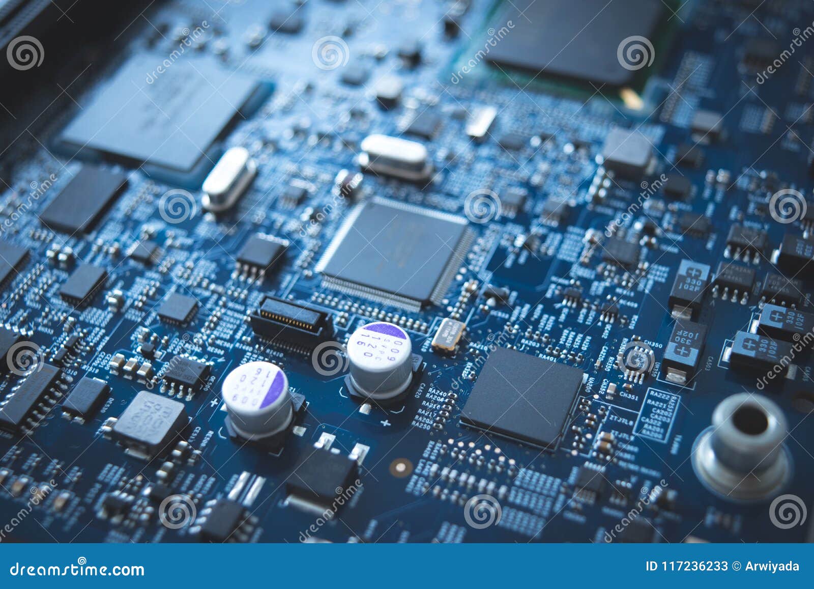 Computer Board Chip Circuit Cpu Core Blue Technology Background Stock ...