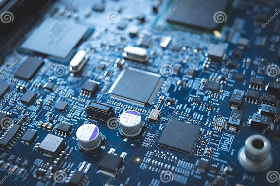 Computer Board Chip Circuit Cpu Core Blue Technology Background Stock ...