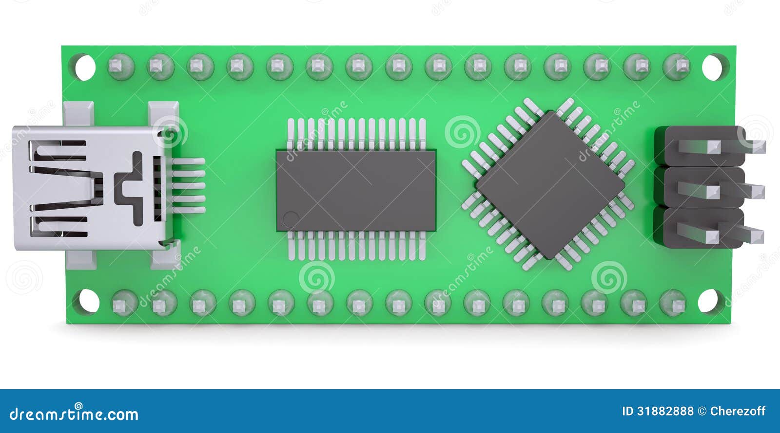 Computer Board with Chips and USB Output Stock Illustration ...