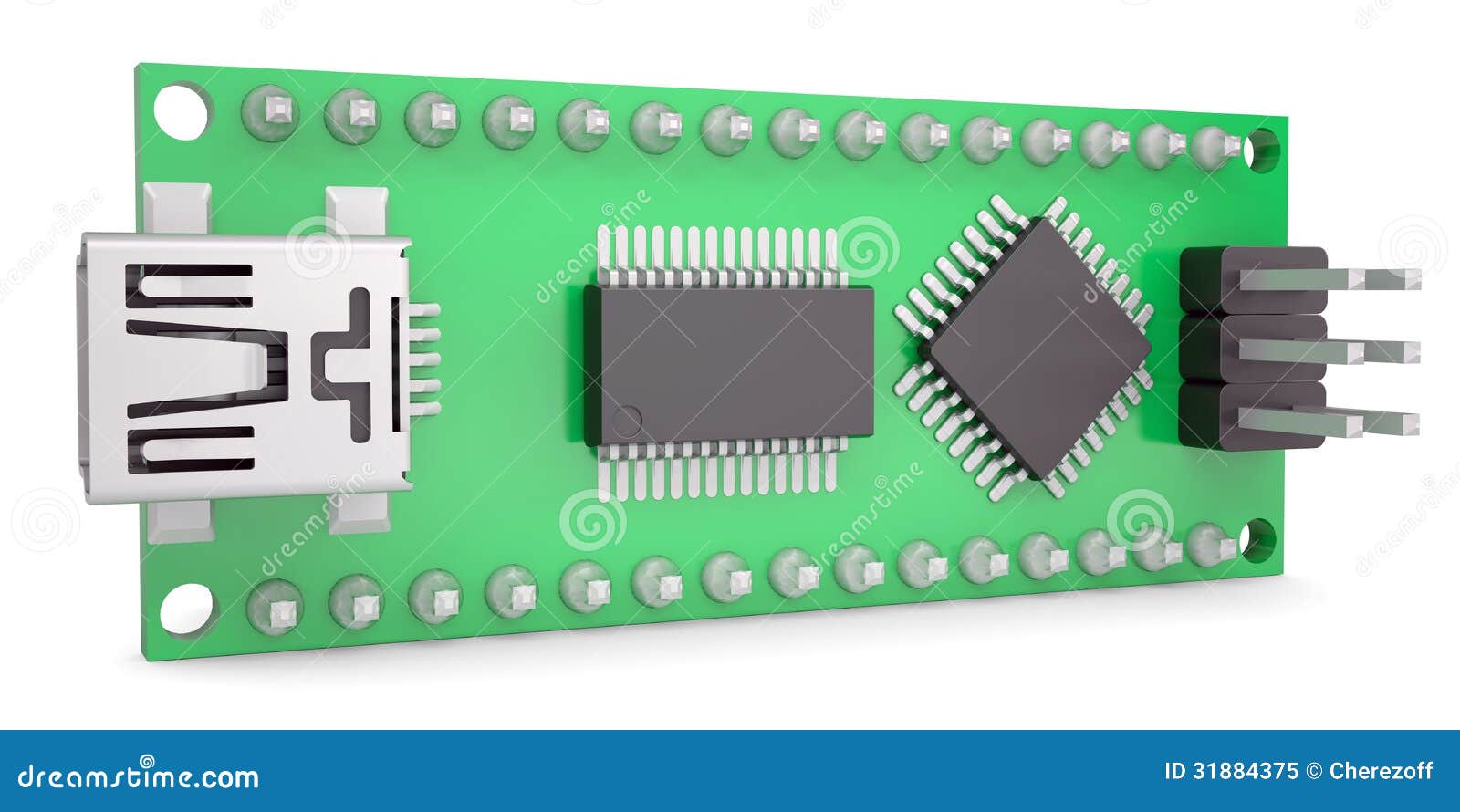 Computer Board with Chips and USB Output Stock Illustration ...