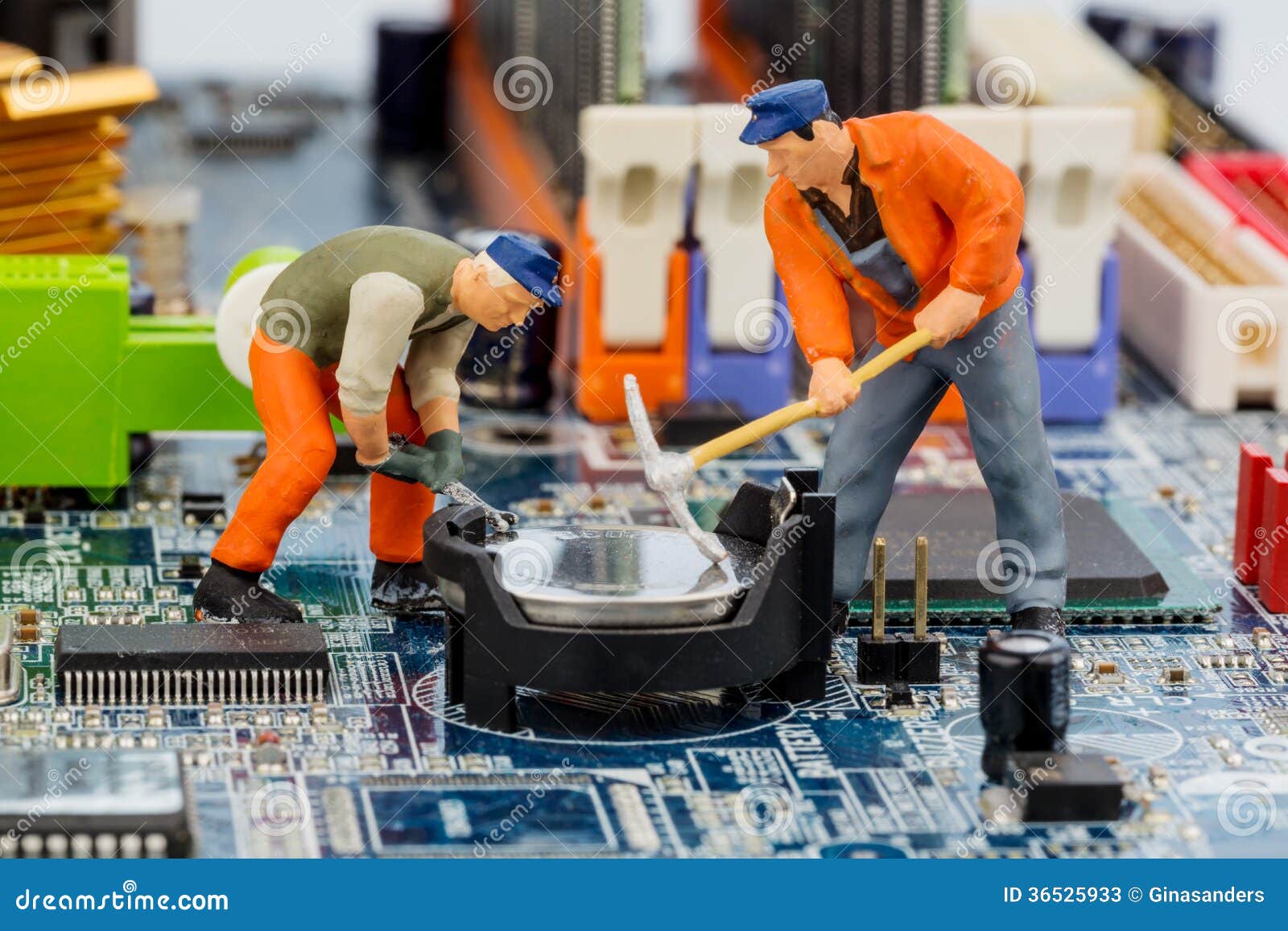 Computer Board and Construction Workers Stock Image - Image of ...