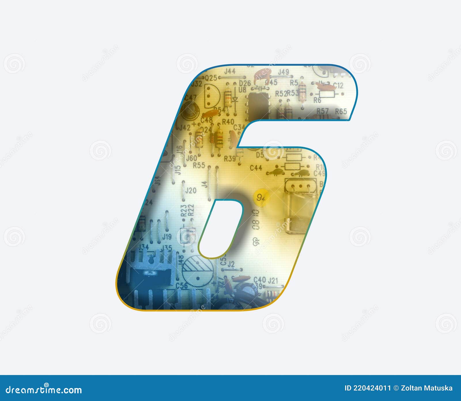 Computer Board Electronic NUMBER 6 Stock Illustration - Illustration of ...