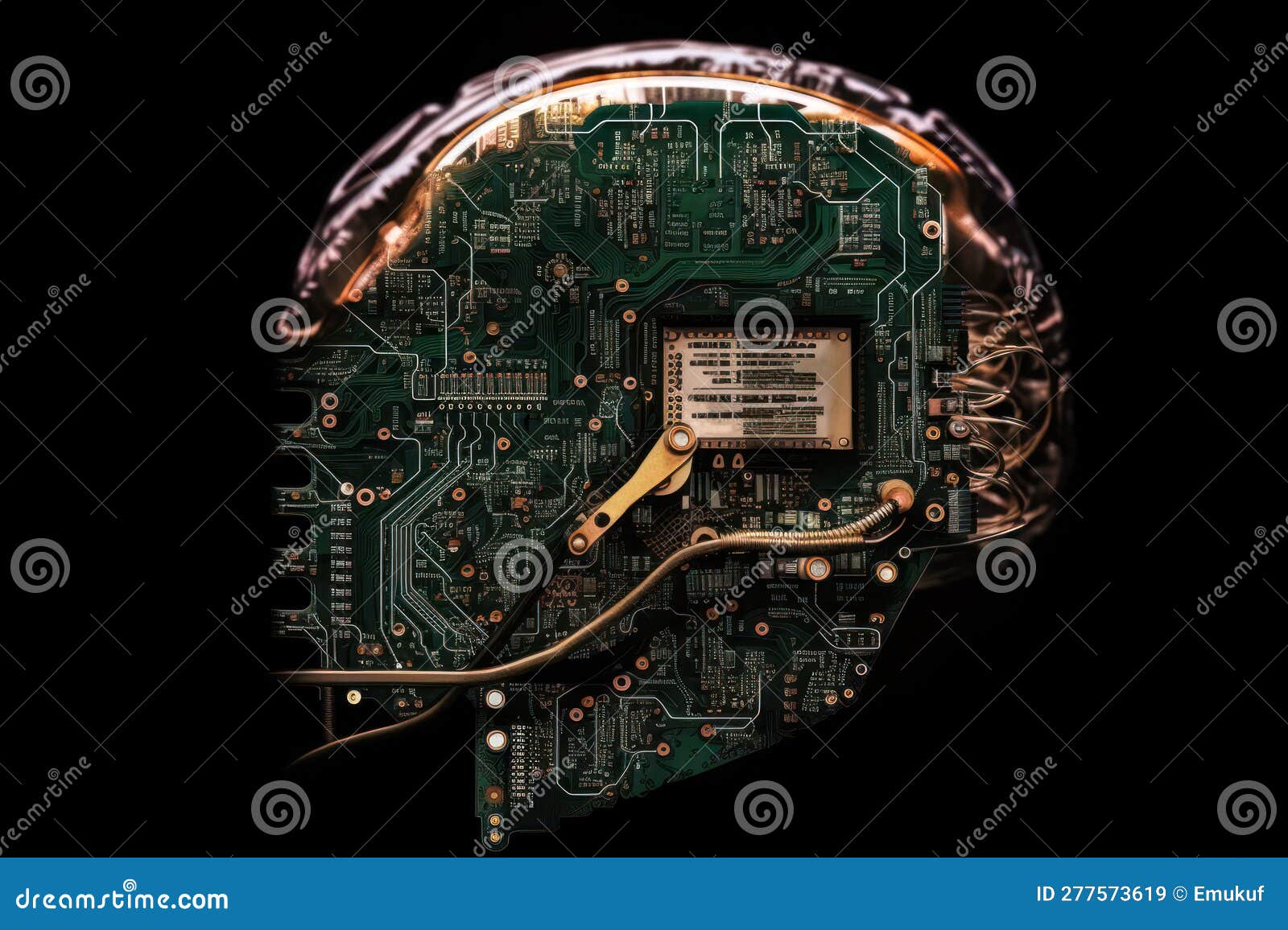 Computer Board in the Form of the Brain of a Human Head Generative Ai ...