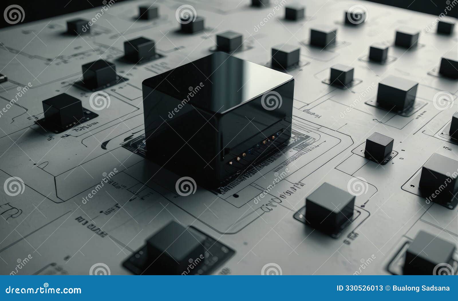 Computer Board with Many Different Types Electronic Components Stock ...