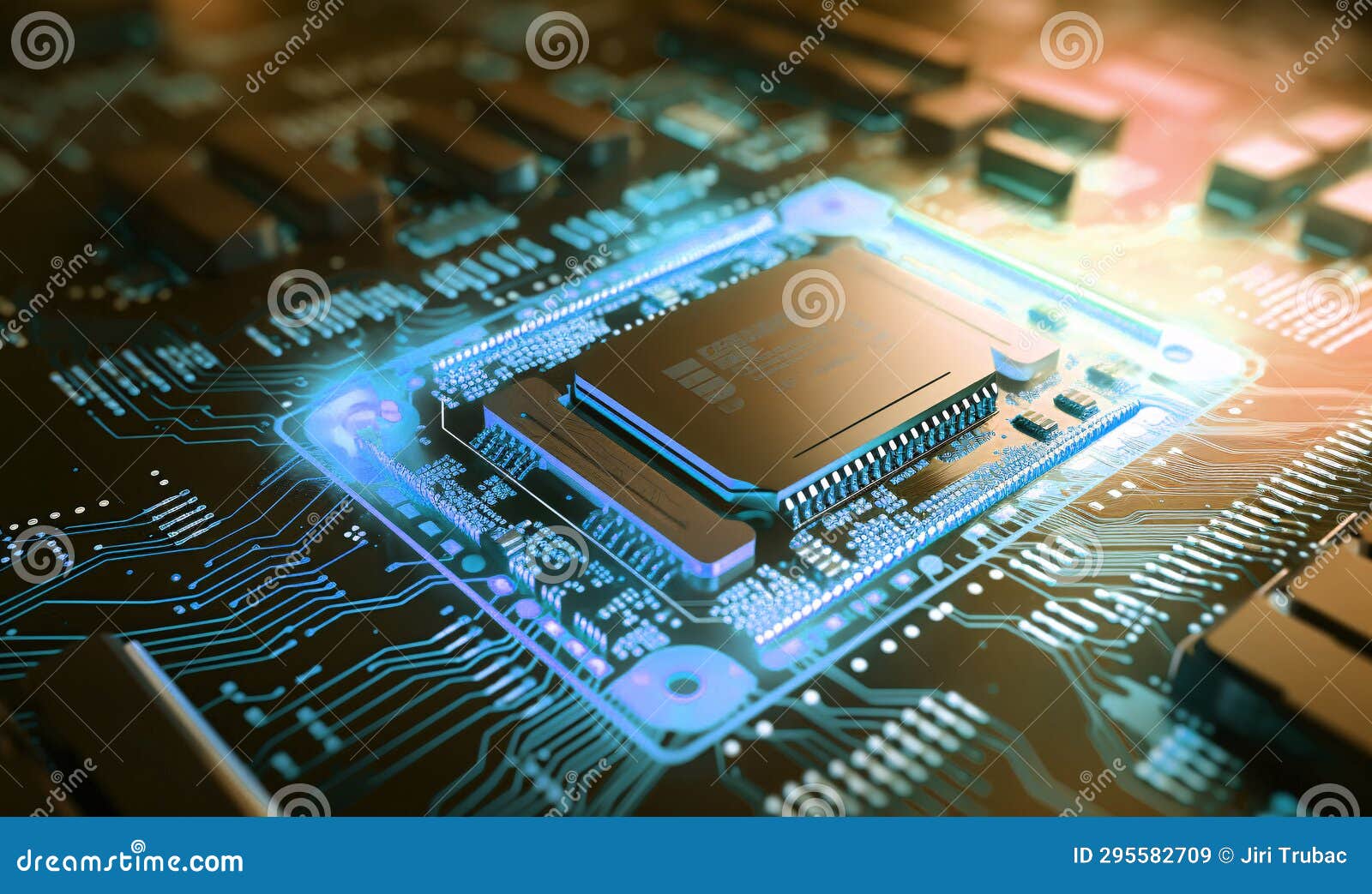 A Computer Board with a Powerful CPU Processor for Calculations. Stock ...