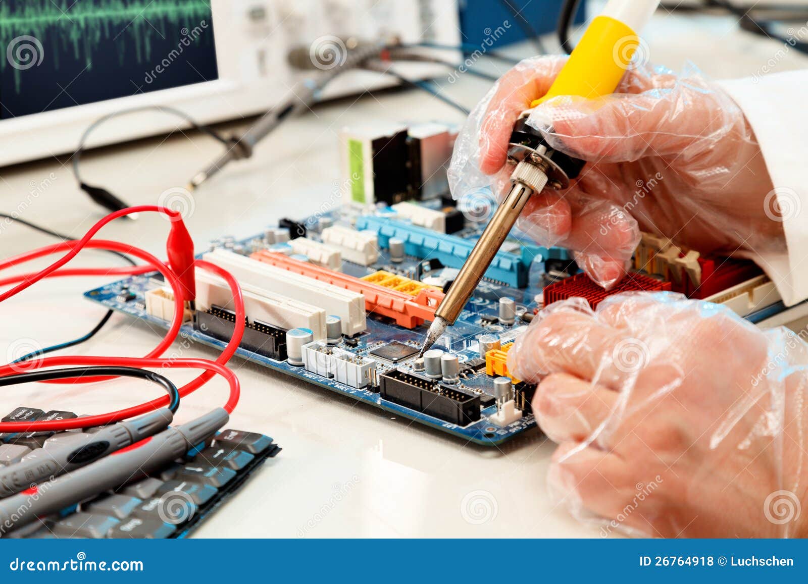 Computer board soldering stock photo. Image of electronic - 26764918