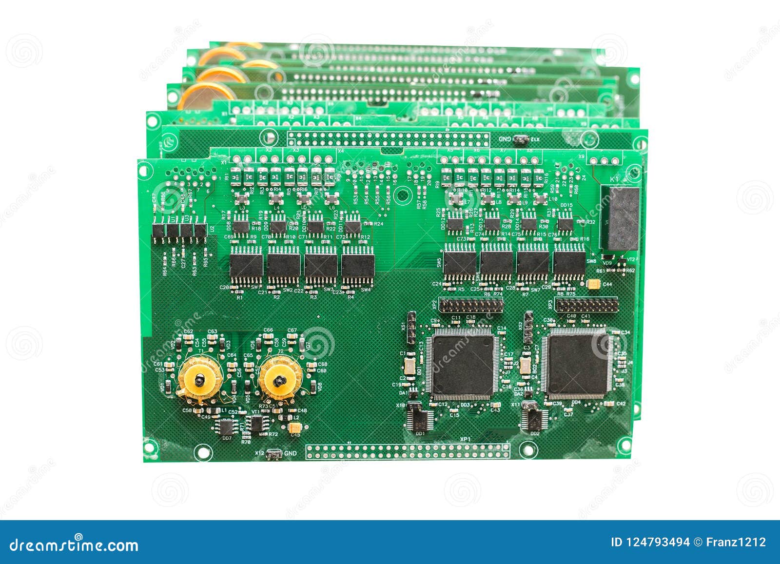 Computer Boards in a Row Isolated on White Background Stock Photo ...