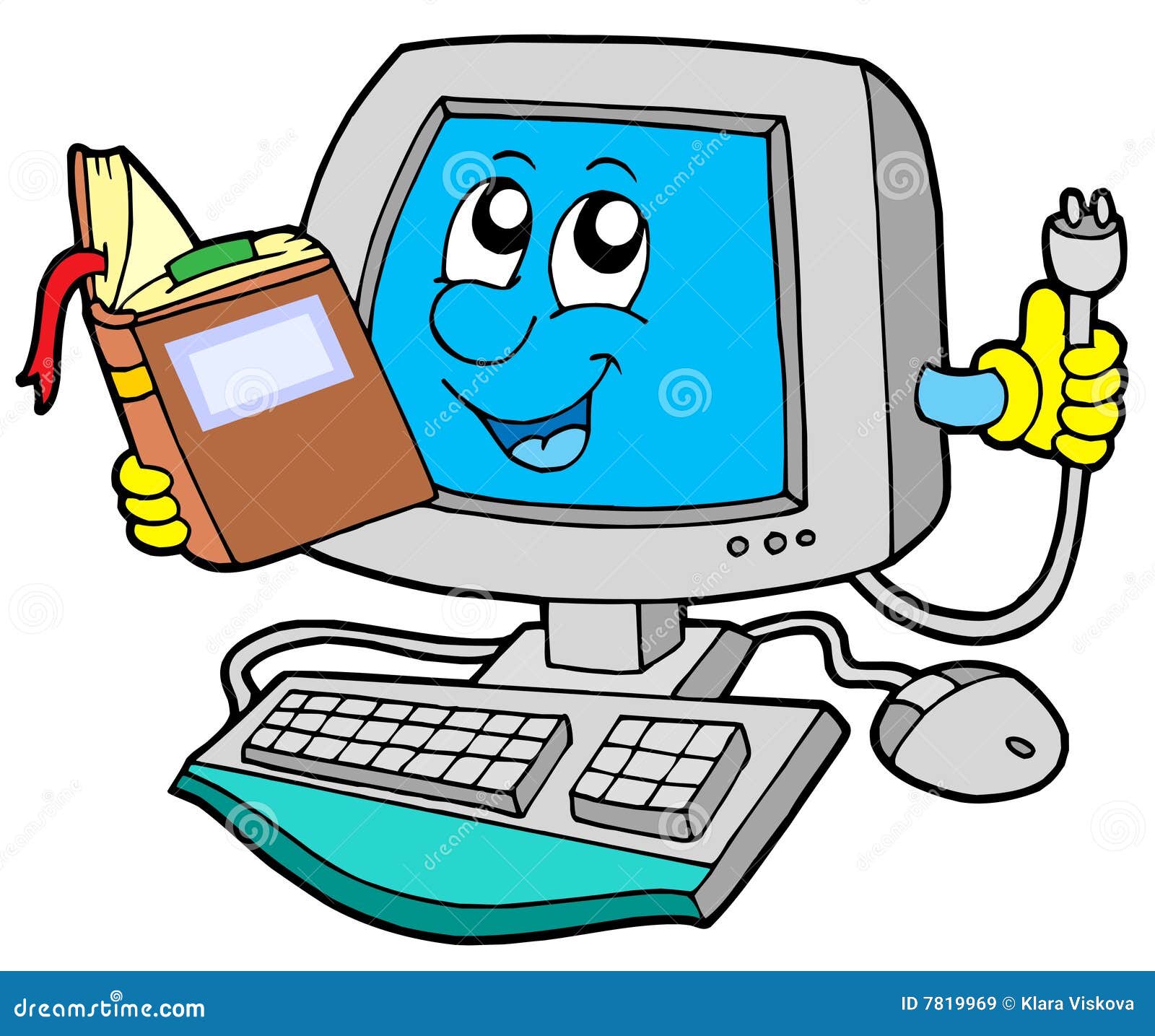 It computer with book stock vector. Illustration of connect - 7819969