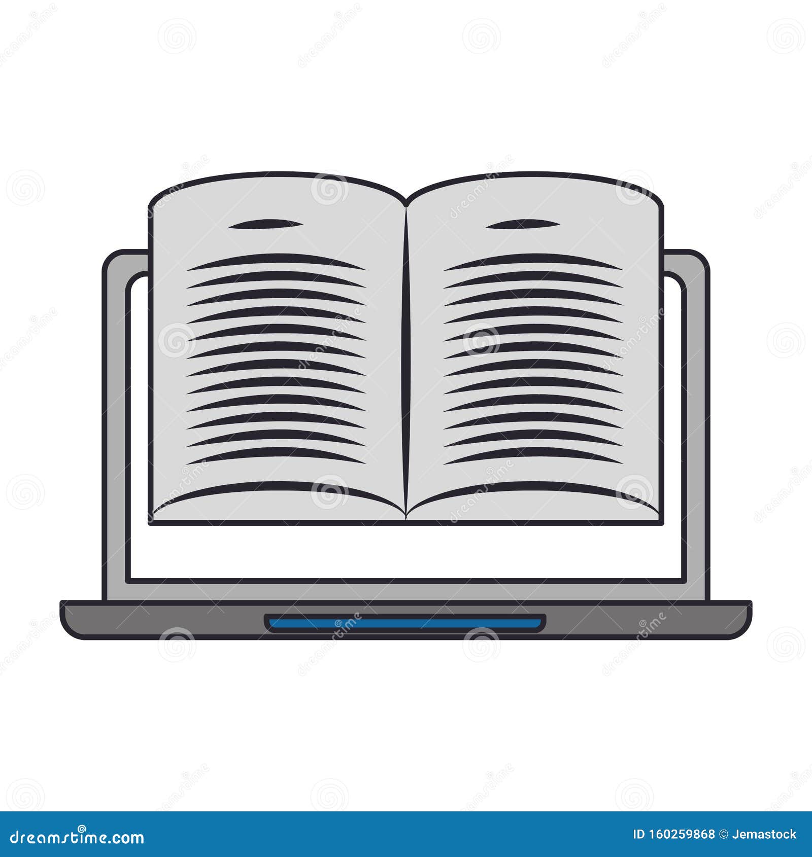 Computer and Book Isolated Icon Stock Vector - Illustration of book ...