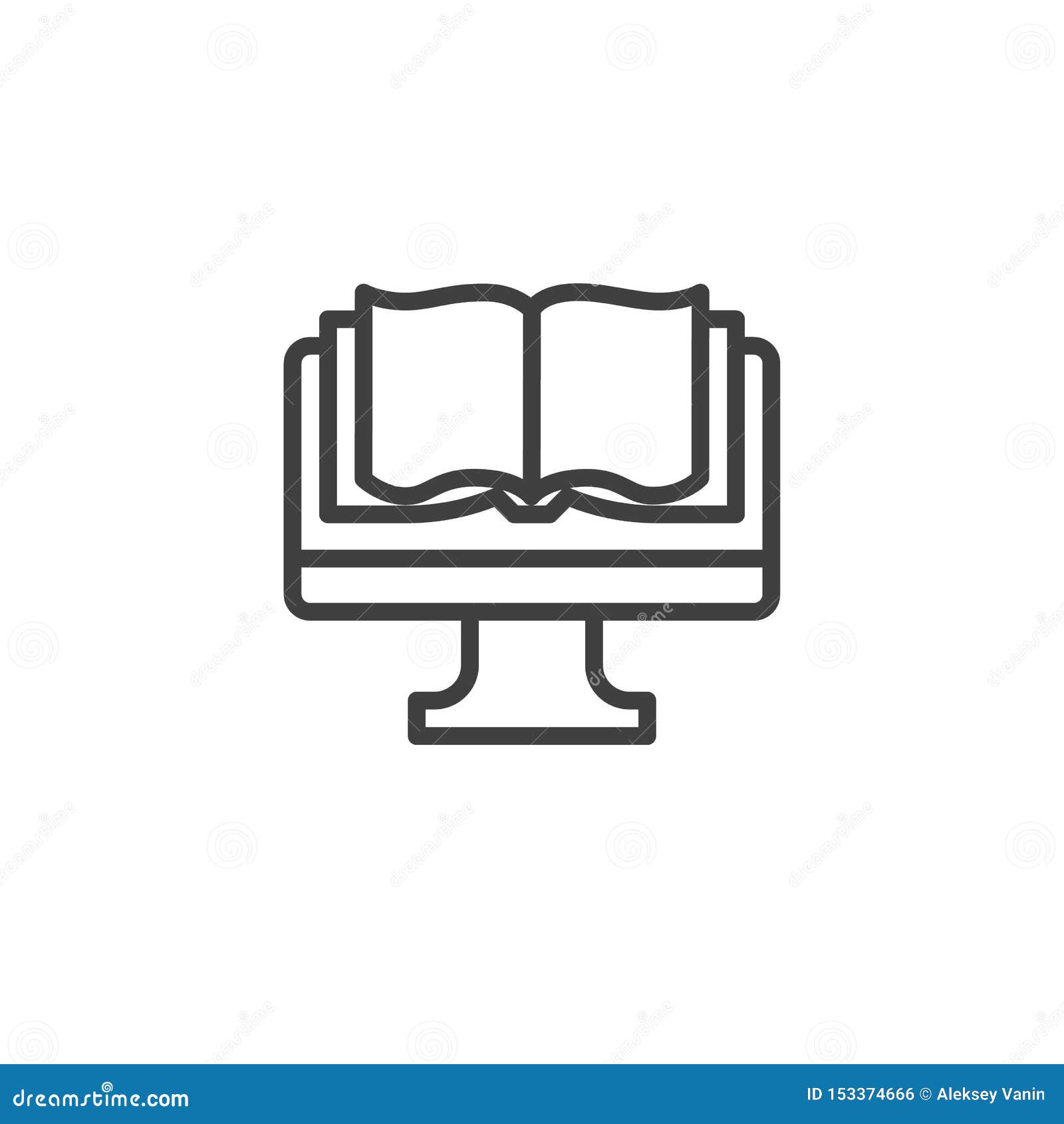 Computer with a Book Line Icon Stock Vector - Illustration of ...