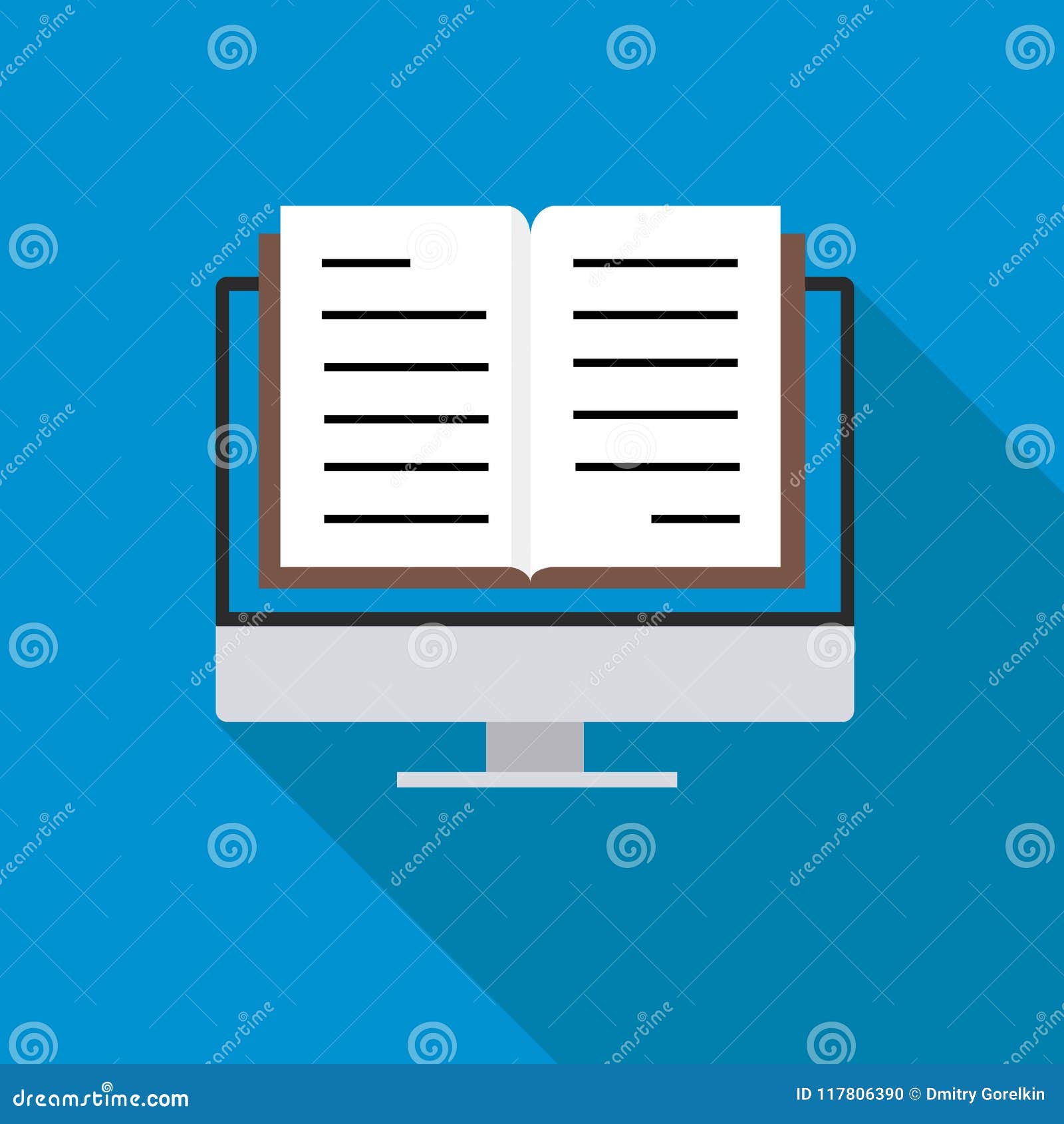 Computer with Book Logo. E-learning, Online Library Concept Stock ...