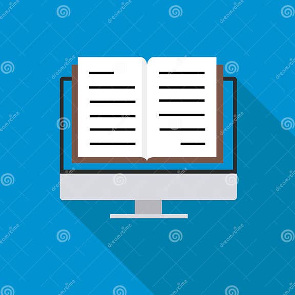 Computer with Book Logo. E-learning, Online Library Concept Stock ...