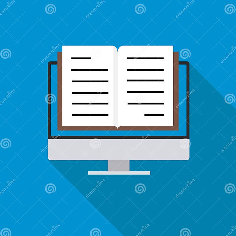 Computer with Book Logo. E-learning, Online Library Concept Stock ...