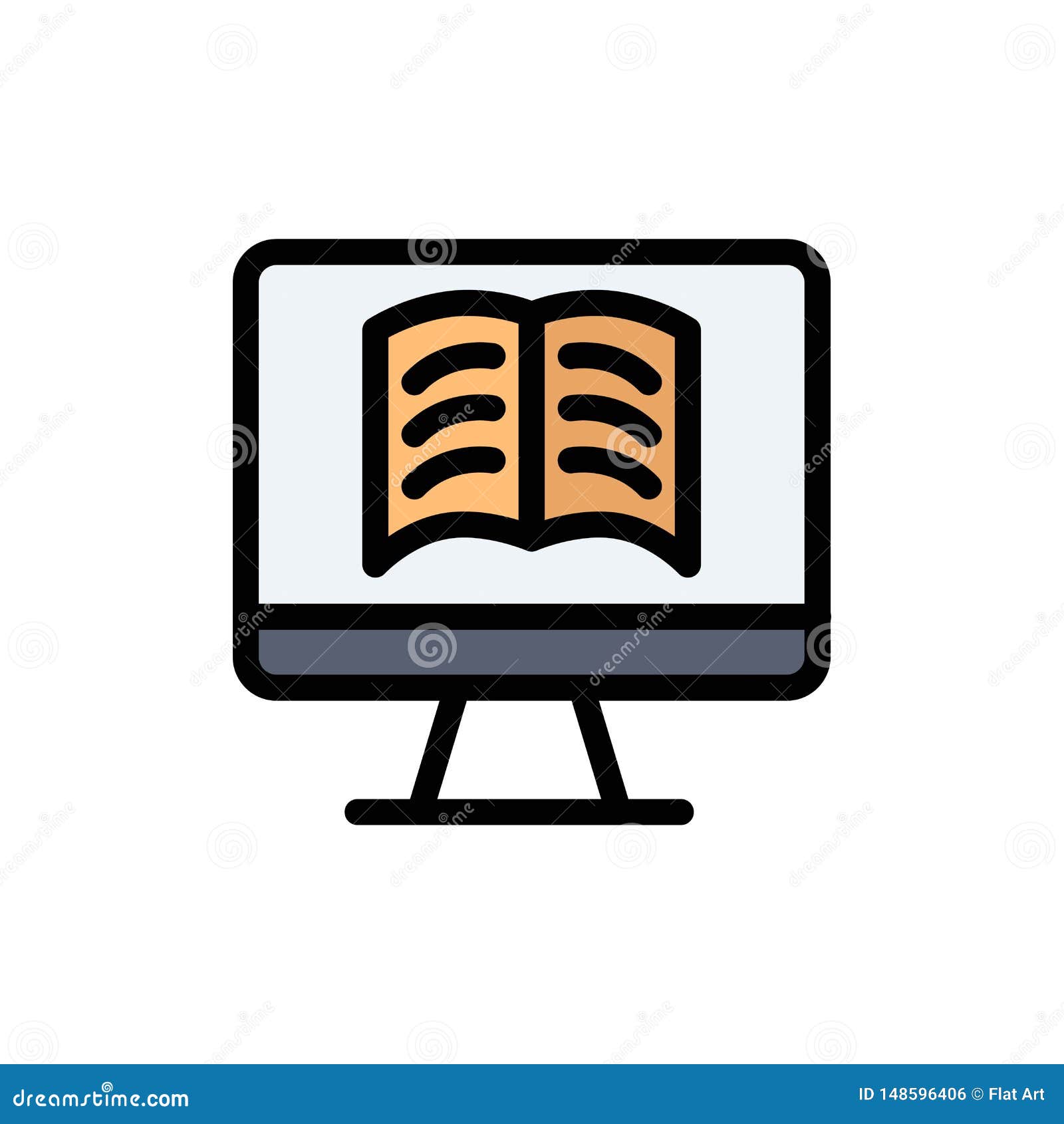 Computer, Book, OnTechnology Flat Color Icon. Vector Icon Banner ...