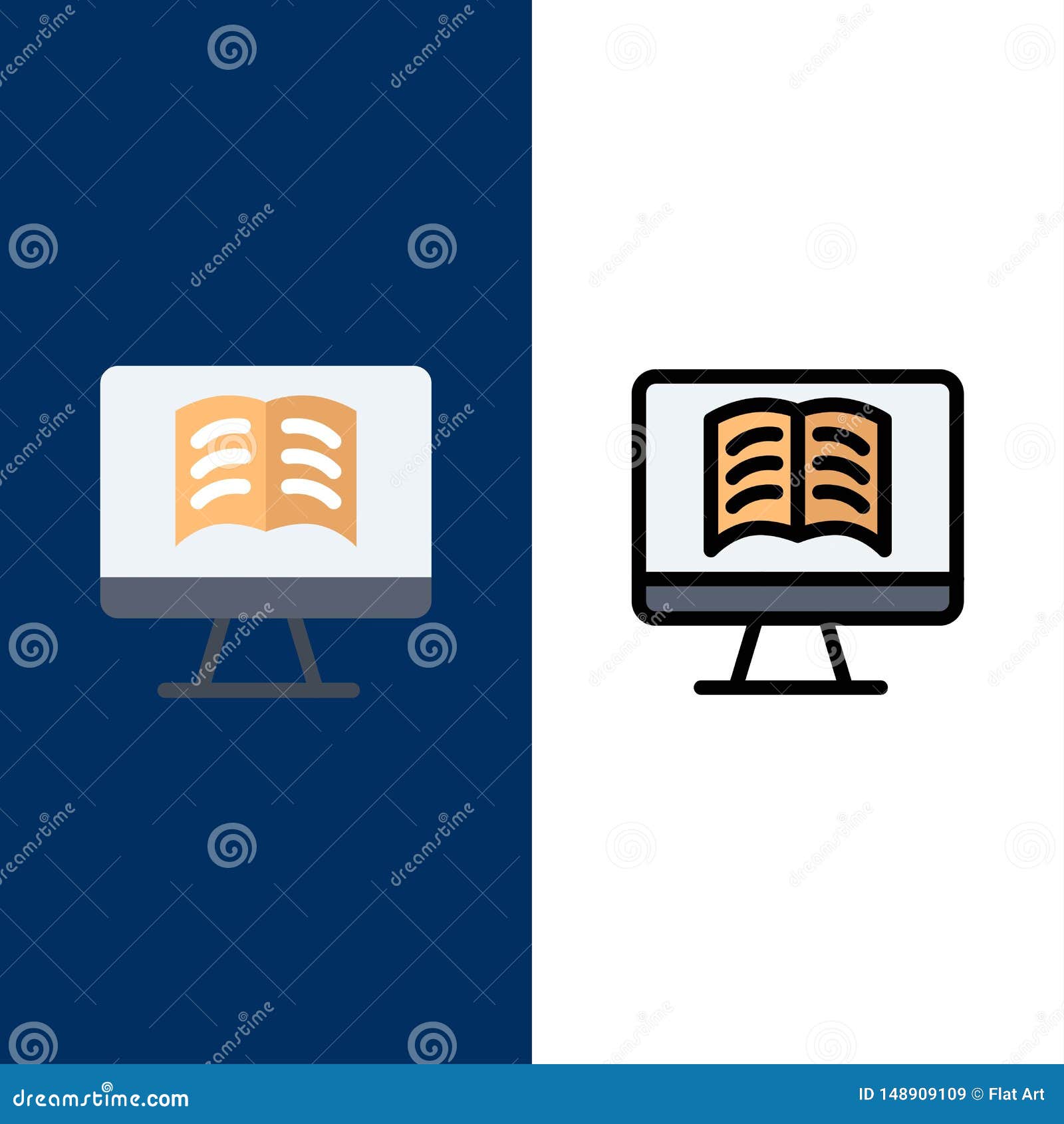 Computer, Book, OnTechnology Icons. Flat and Line Filled Icon Set ...