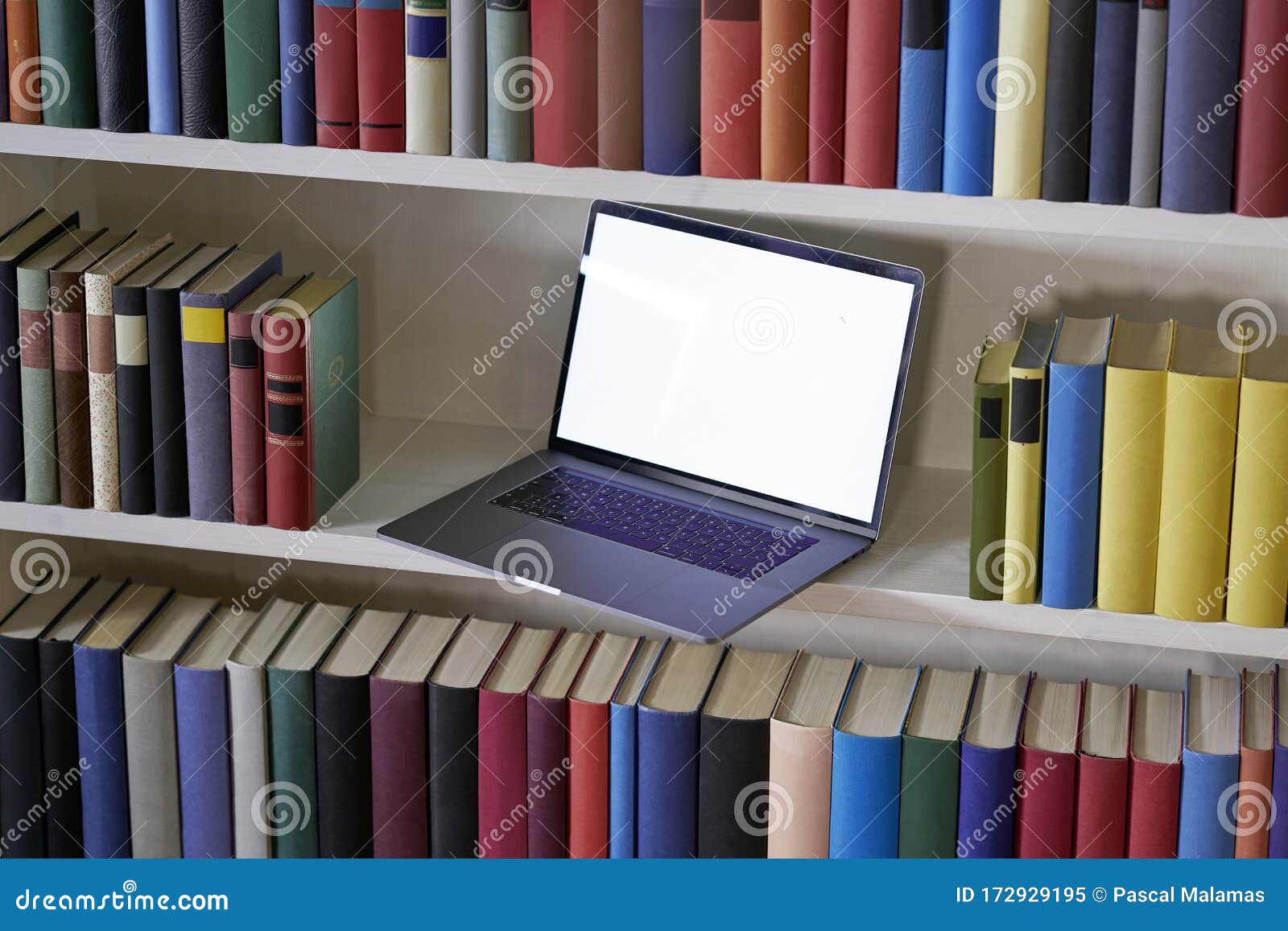 Computer and Books from Above Stock Image - Image of laptop, colors ...