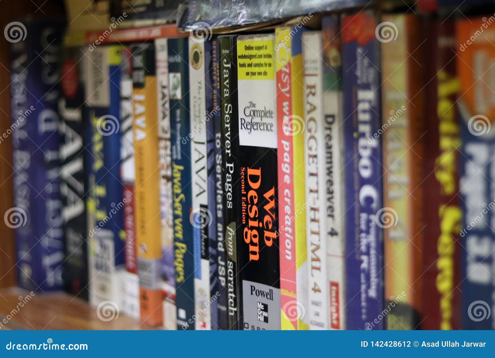 Computer Books in a shelf editorial photography. Image of school ...