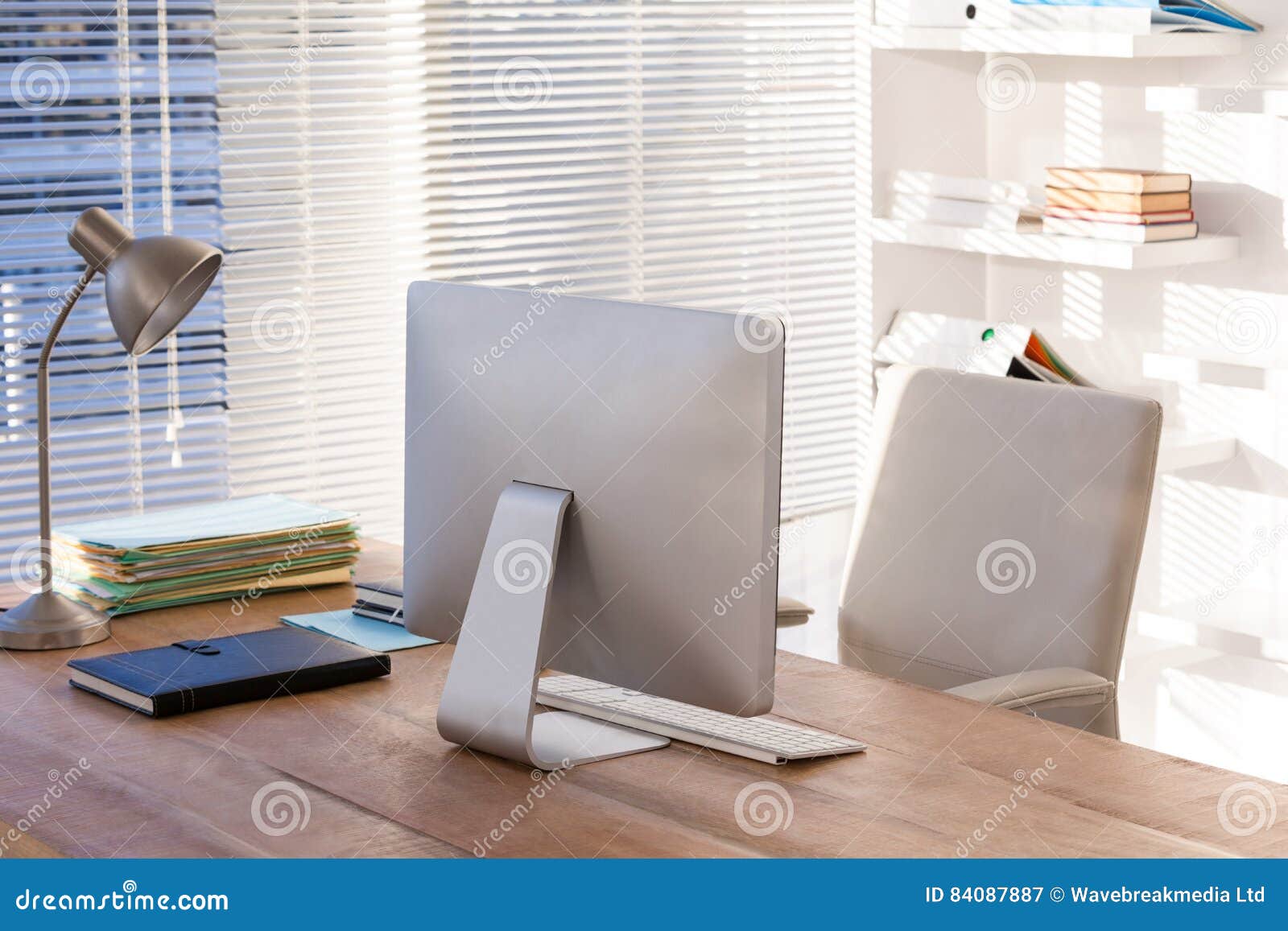 Computer and Books on Work Desk Stock Image - Image of workplace, table ...