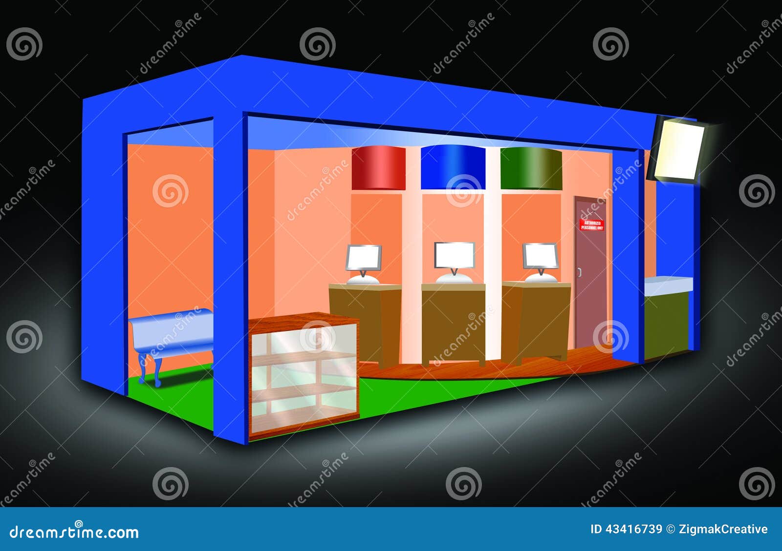 Computer Booth stock illustration. Illustration of places - 43416739