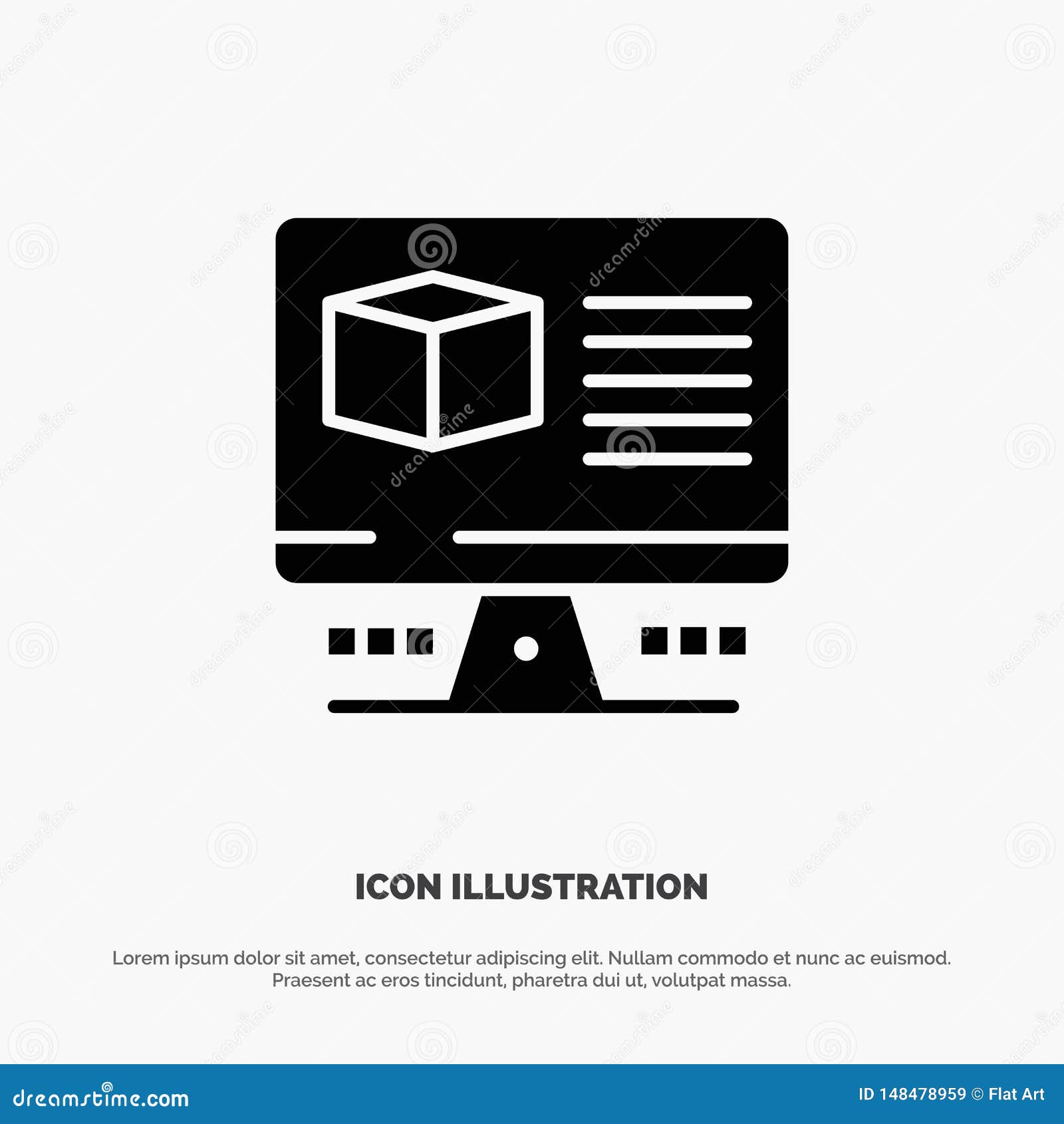 Computer, Box, Internet, Monitor Solid Black Glyph Icon Stock Vector ...
