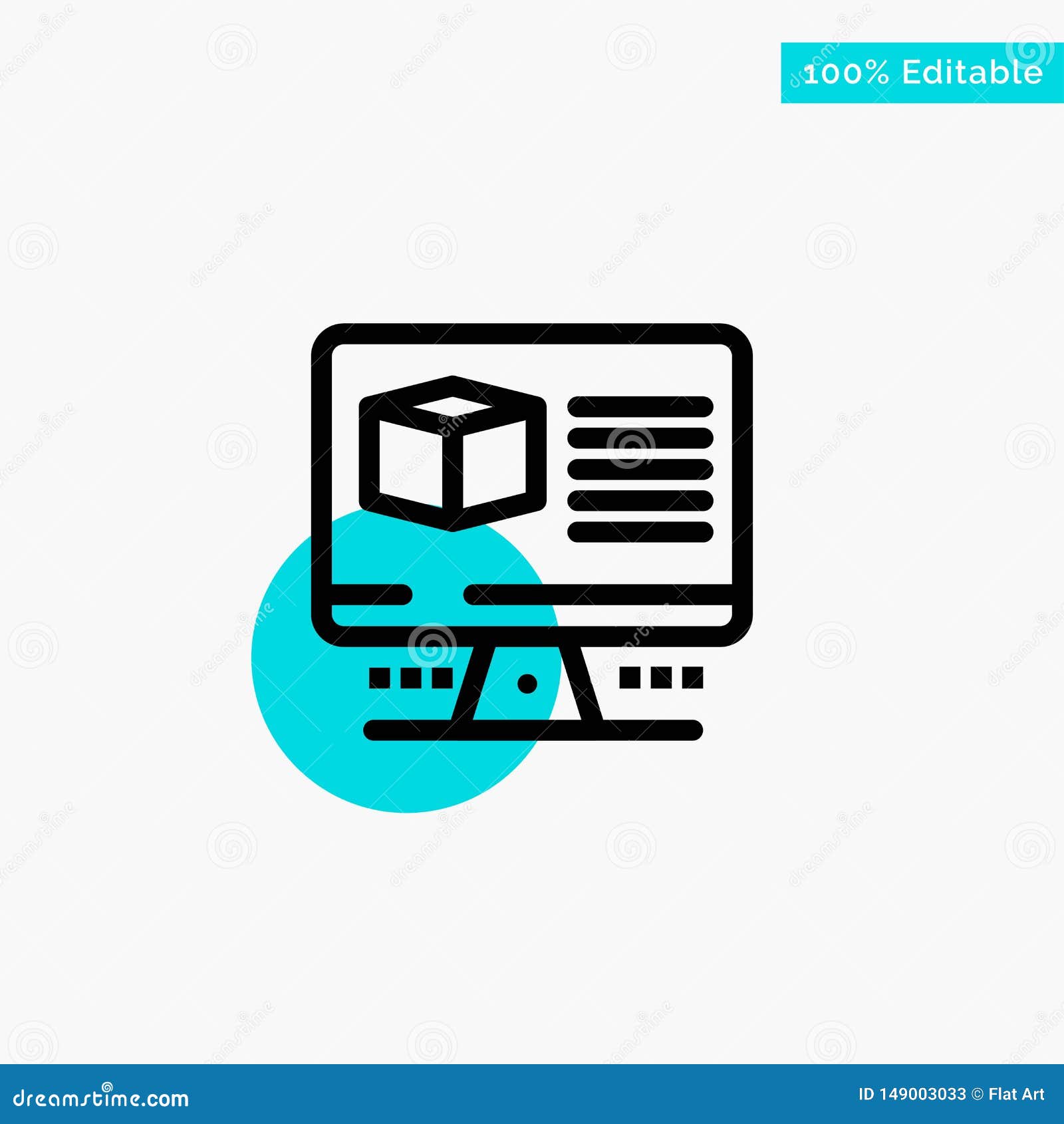 Computer, Box, Internet, Monitor Turquoise Highlight Circle Point ...