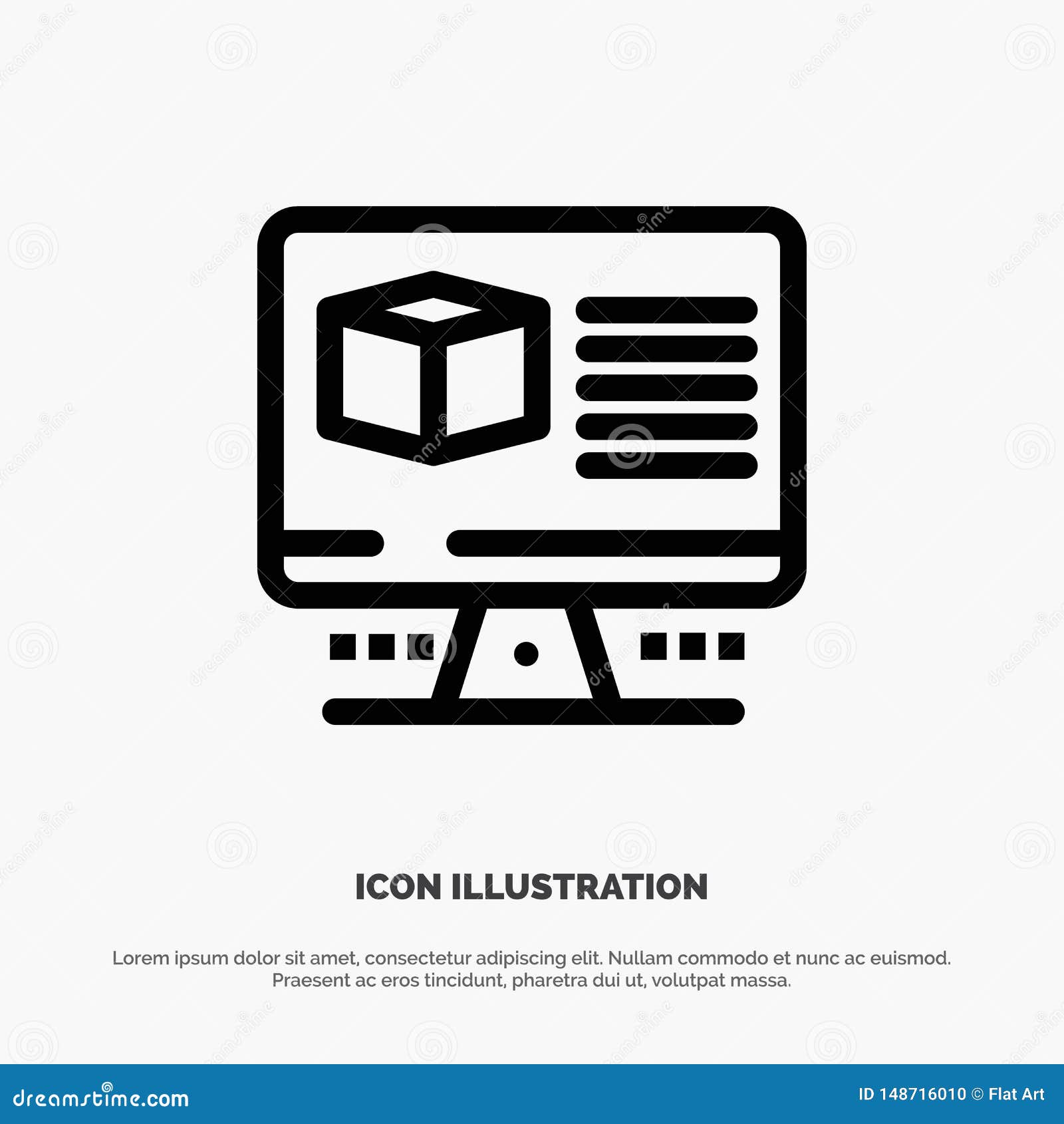 Computer, Box, Internet, Monitor Vector Line Icon Stock Vector ...