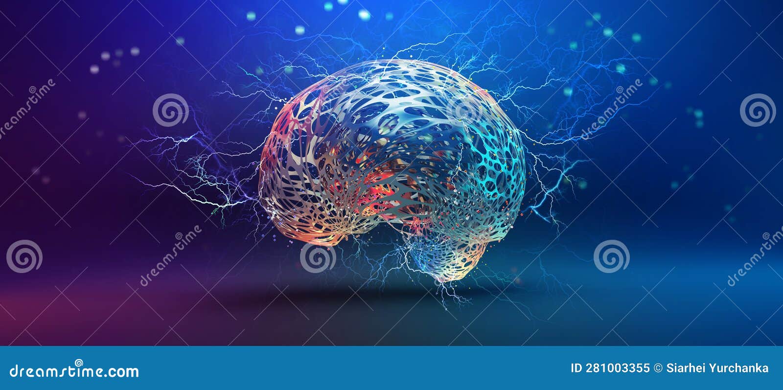 Computer Brain and Neural Networks. Electrical Impulses Brainstorming ...