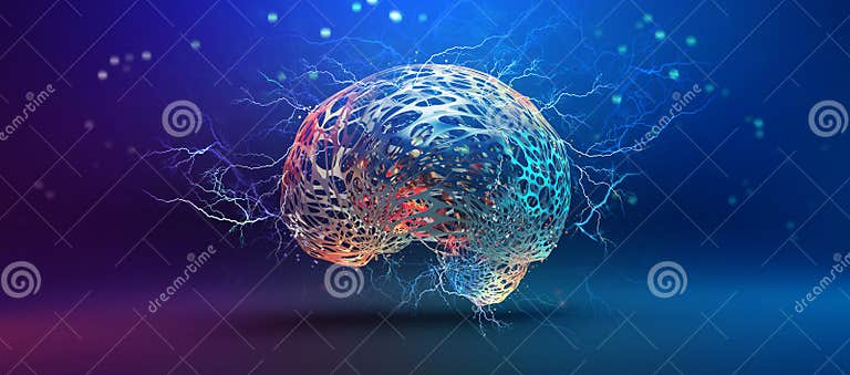 Computer Brain and Neural Networks. Electrical Impulses Brainstorming ...