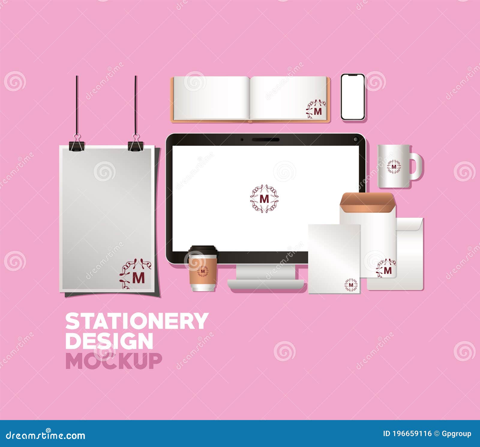 Computer and Branding Mockup Set Vector Design Stock Vector ...