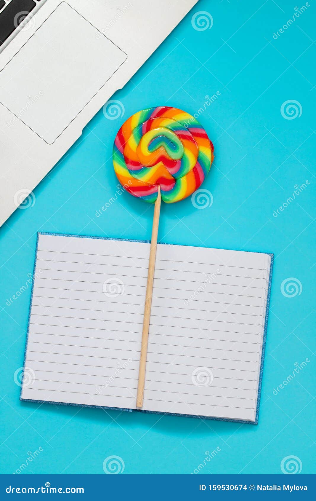 Computer, Bright Candy and Pocketbook Stock Photo - Image of empty ...