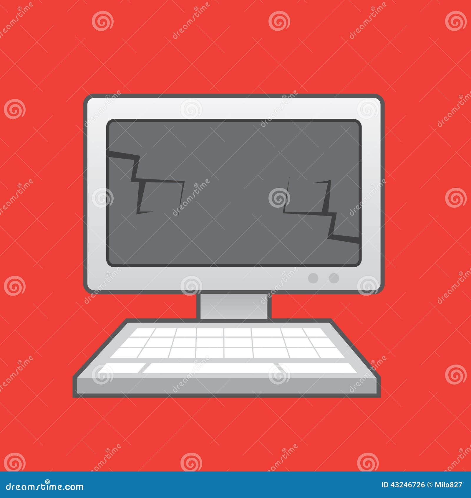 Computer Broken Cracked Screen Stock Vector - Illustration of tech ...