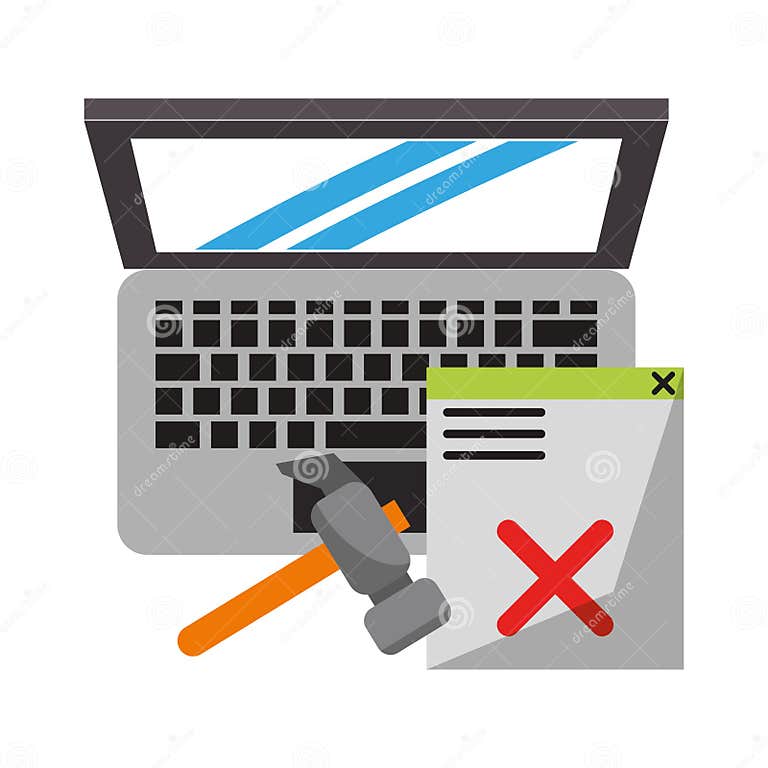 Computer and Broken Web Site and Tools Stock Vector - Illustration of ...