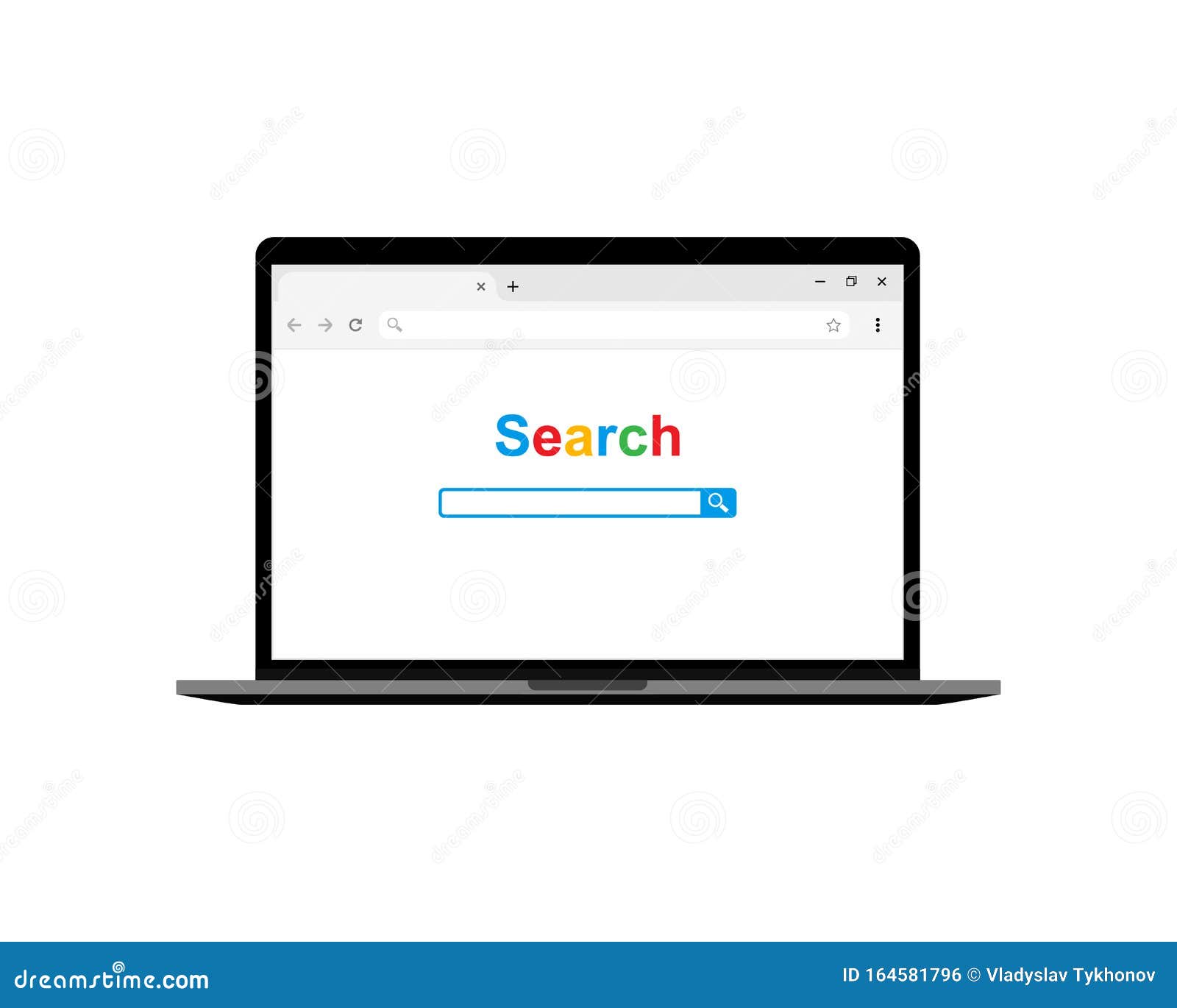 Computer with Browser and Search Bar. Search on the Internet. Vector ...