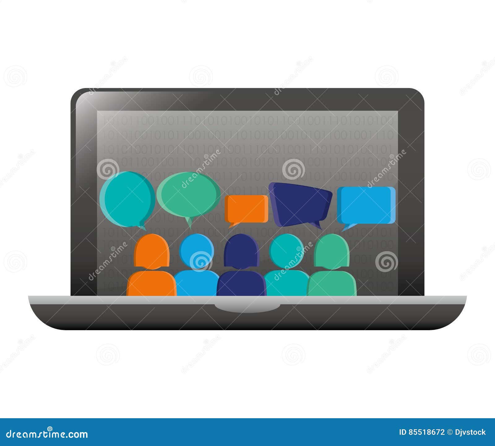 Computer with Bubbles Inside Icon Stock Illustration - Illustration of ...