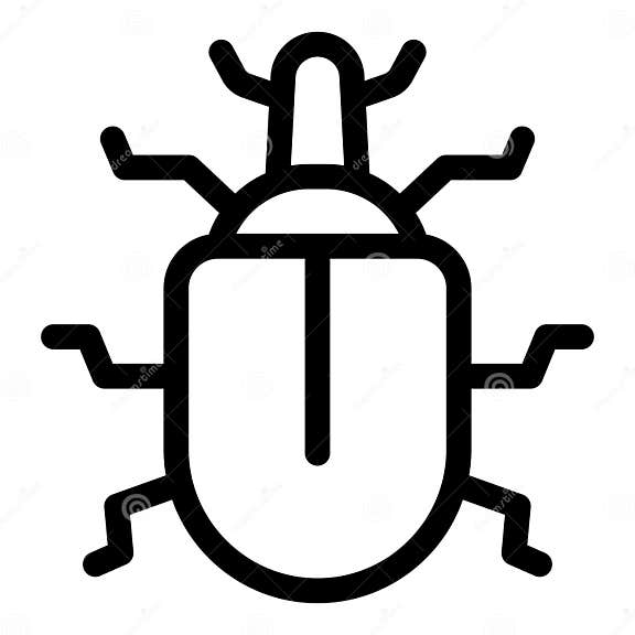 Computer Bug is Attacking Computer Mouse, Simple Black Line Icon Stock ...