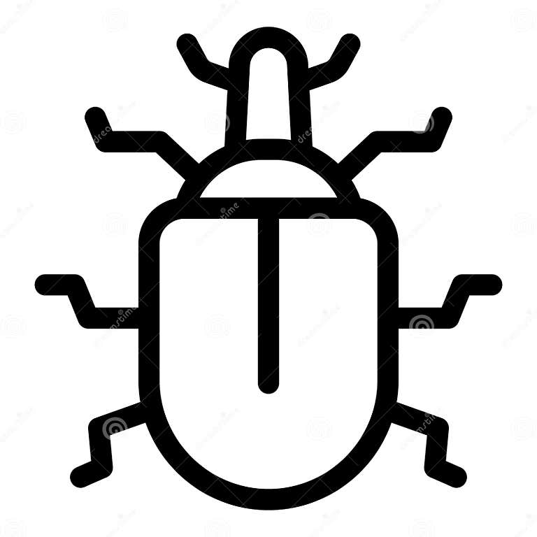 Computer Bug is Attacking Computer Mouse, Simple Black Line Icon Stock ...