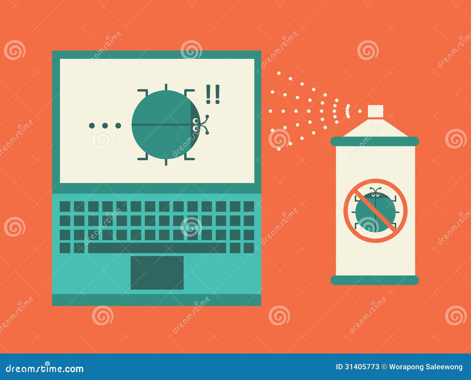 Computer bug and bug spray stock vector. Illustration of bacteria ...