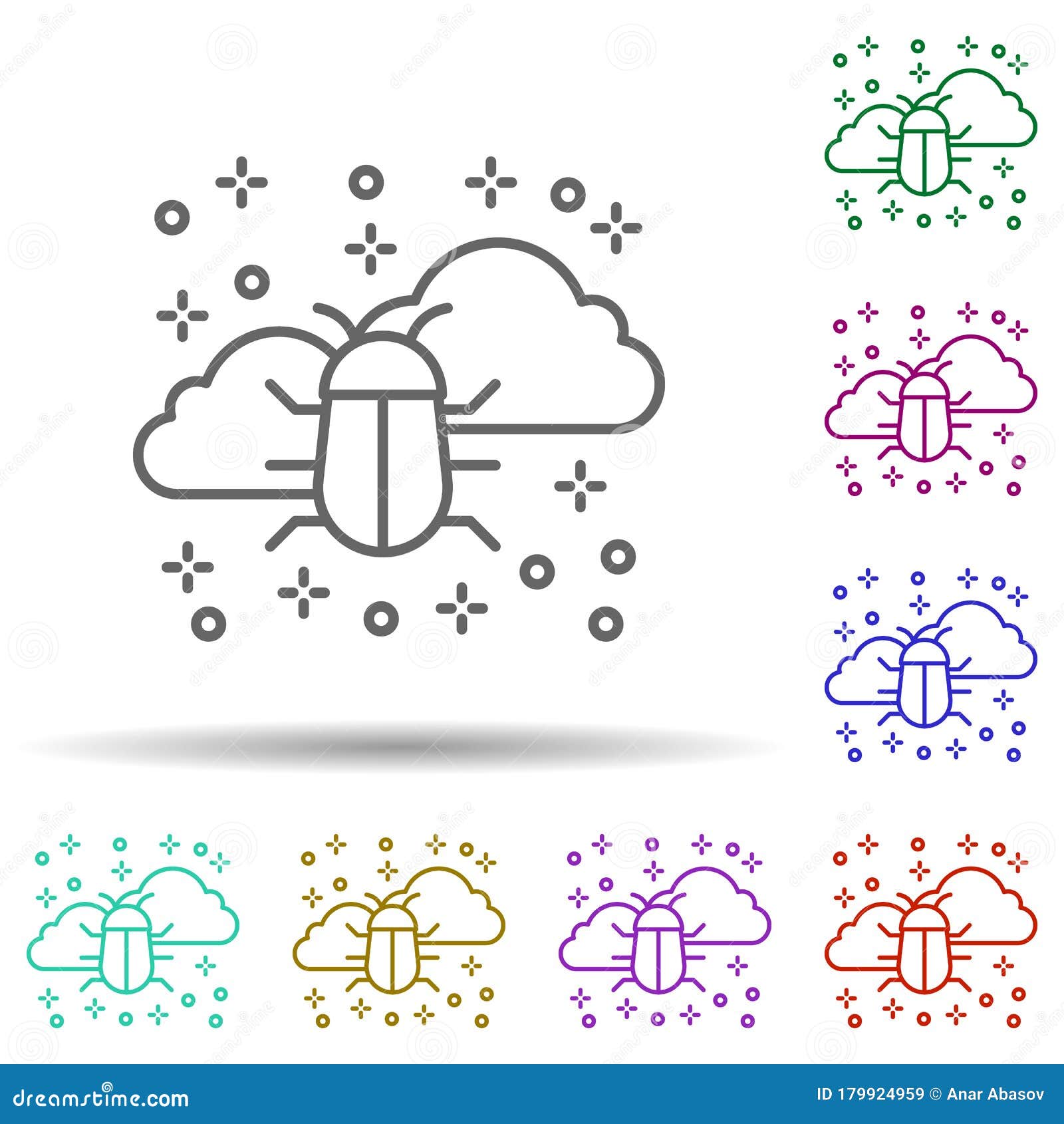 Computer Bug Cloud Multi Color Icon. Simple Thin Line, Outline Vector ...
