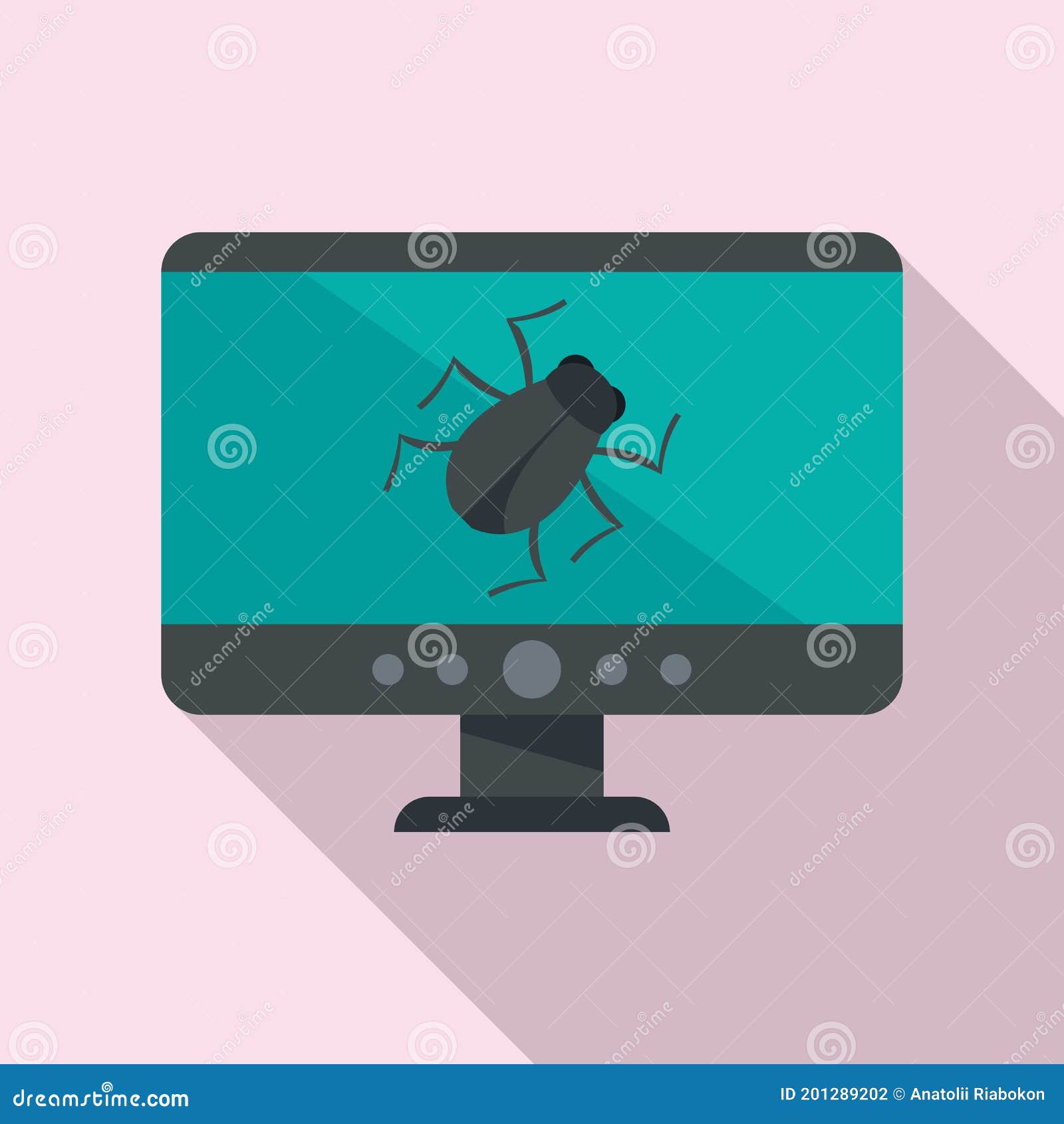 Computer Bug Icon, Flat Style Stock Vector - Illustration of code ...