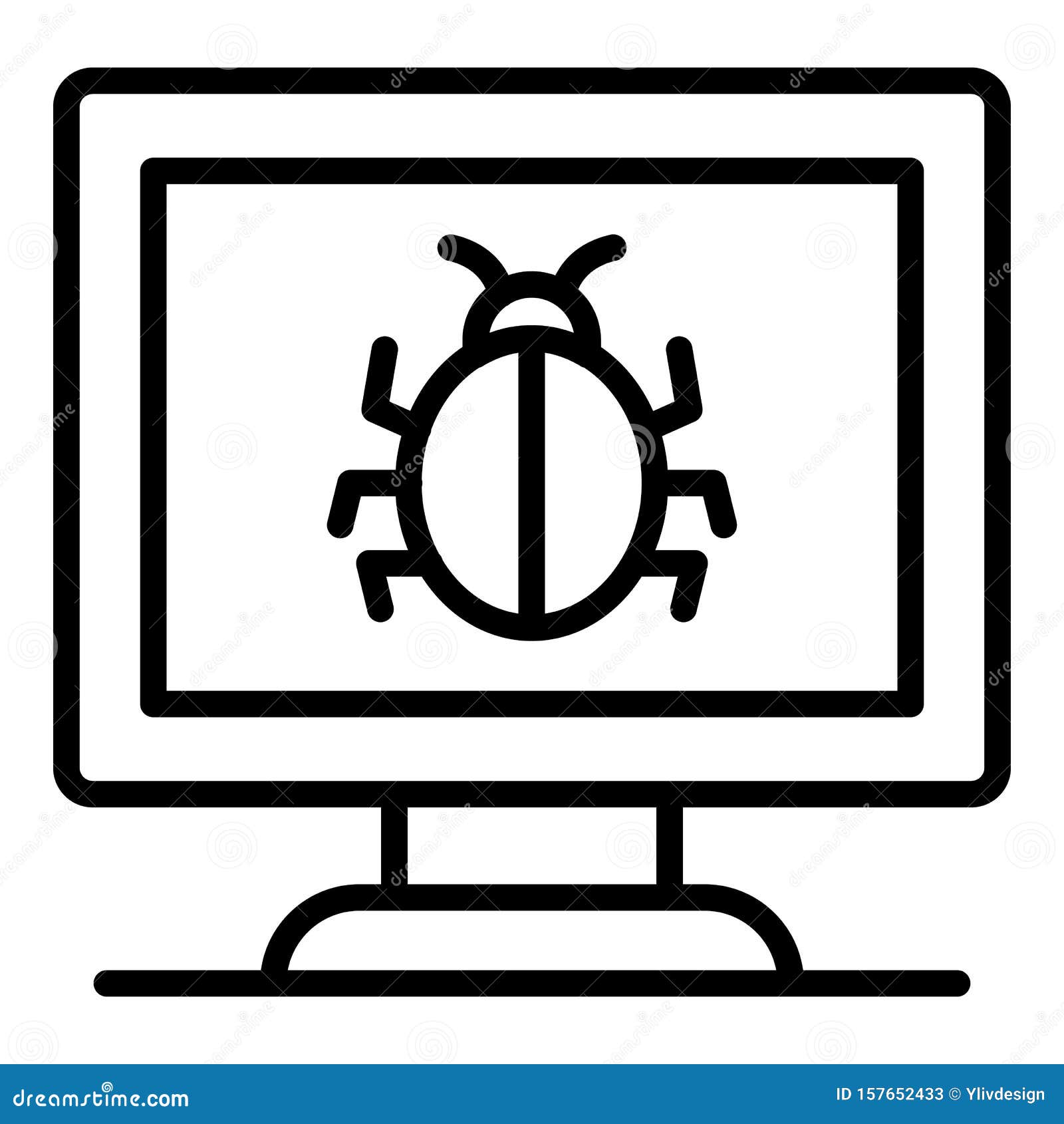 Computer Bug Icon, Outline Style Stock Vector - Illustration of code ...