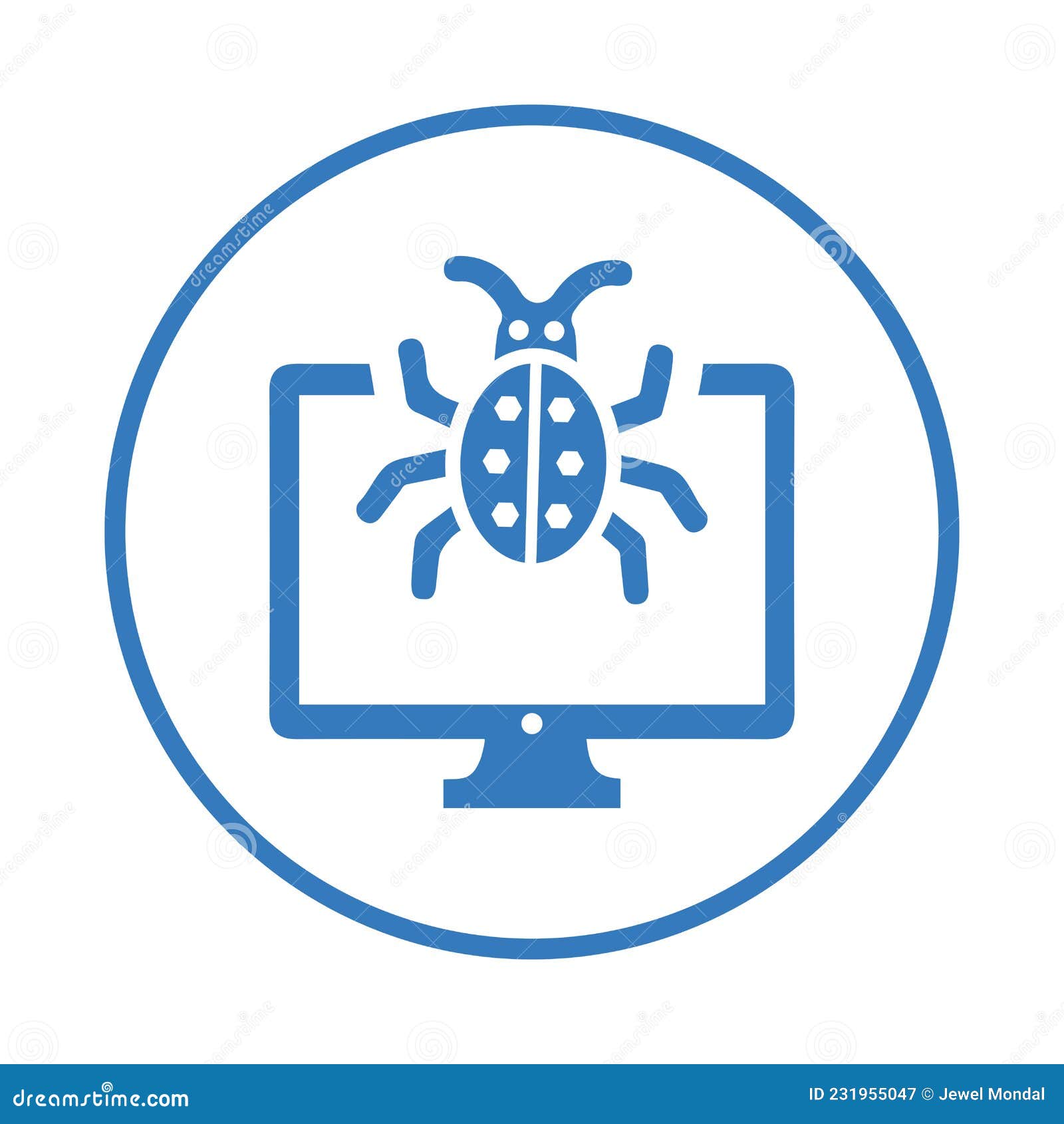 Computer, Bug Icon. Blue Vector Design Stock Vector - Illustration of ...