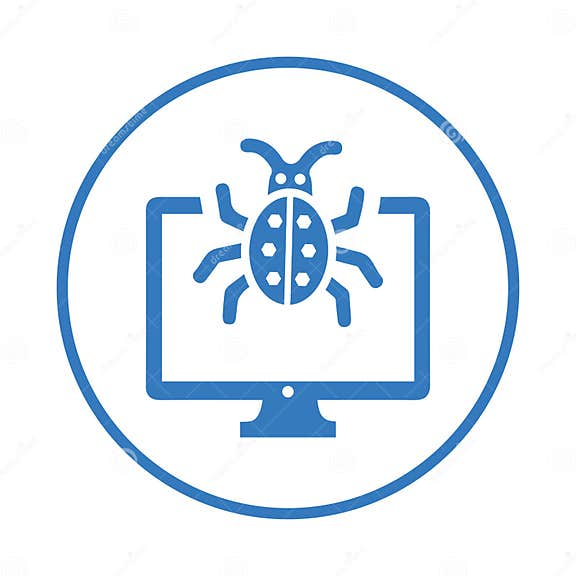Computer, Bug Icon. Blue Vector Design Stock Vector - Illustration of ...