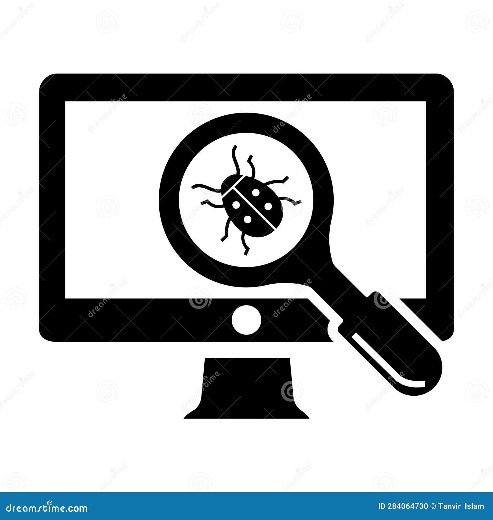 Computer Bug Inspection Icon Stock Vector - Illustration of malware ...