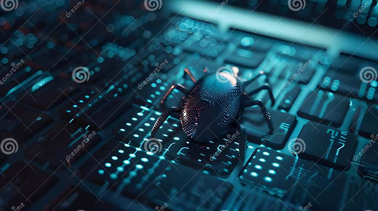 Computer Bug on Laptop Screen Symbolizing Threat of Software Bugs and ...