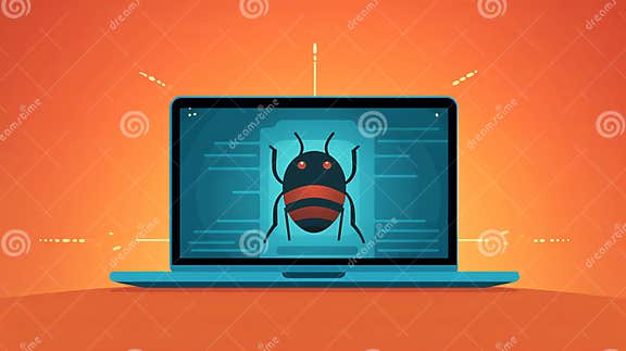 Computer Bug on Laptop Screen Symbolizing Threat of Software Bugs and ...