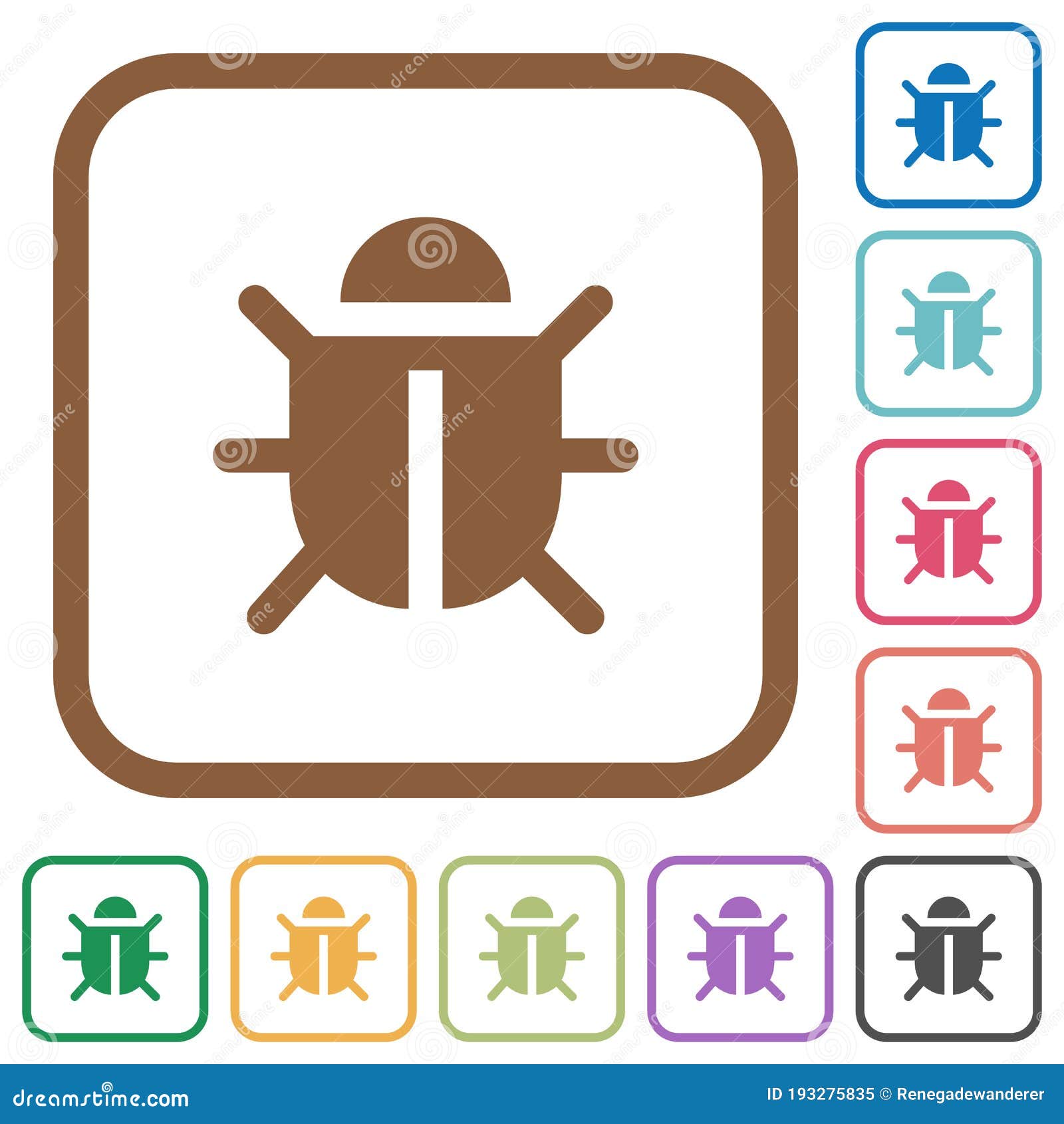 Computer bug simple icons stock vector. Illustration of buttons - 193275835