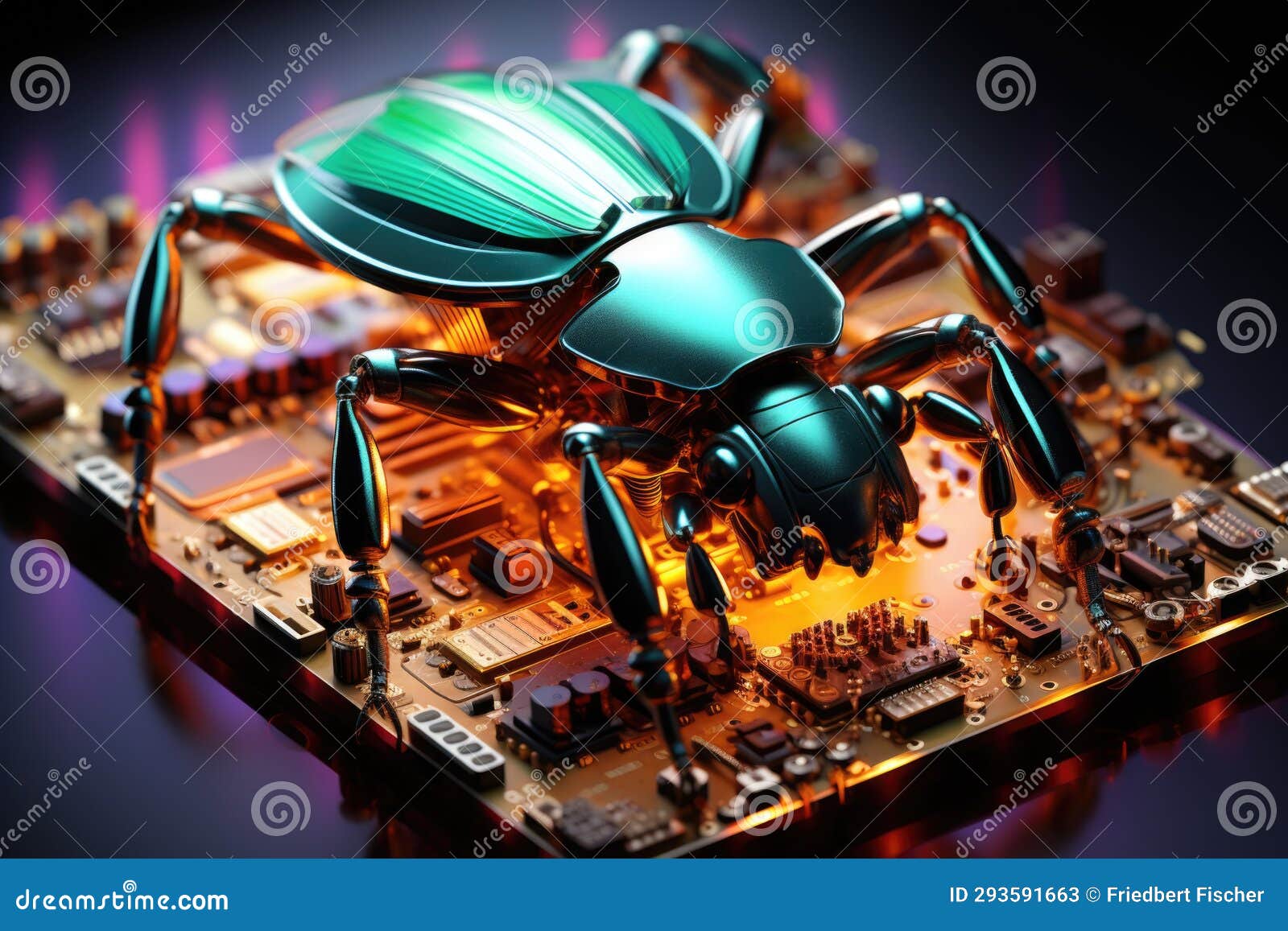 A Computer Bug Sitting on Top of a Motherboard Stock Illustration ...