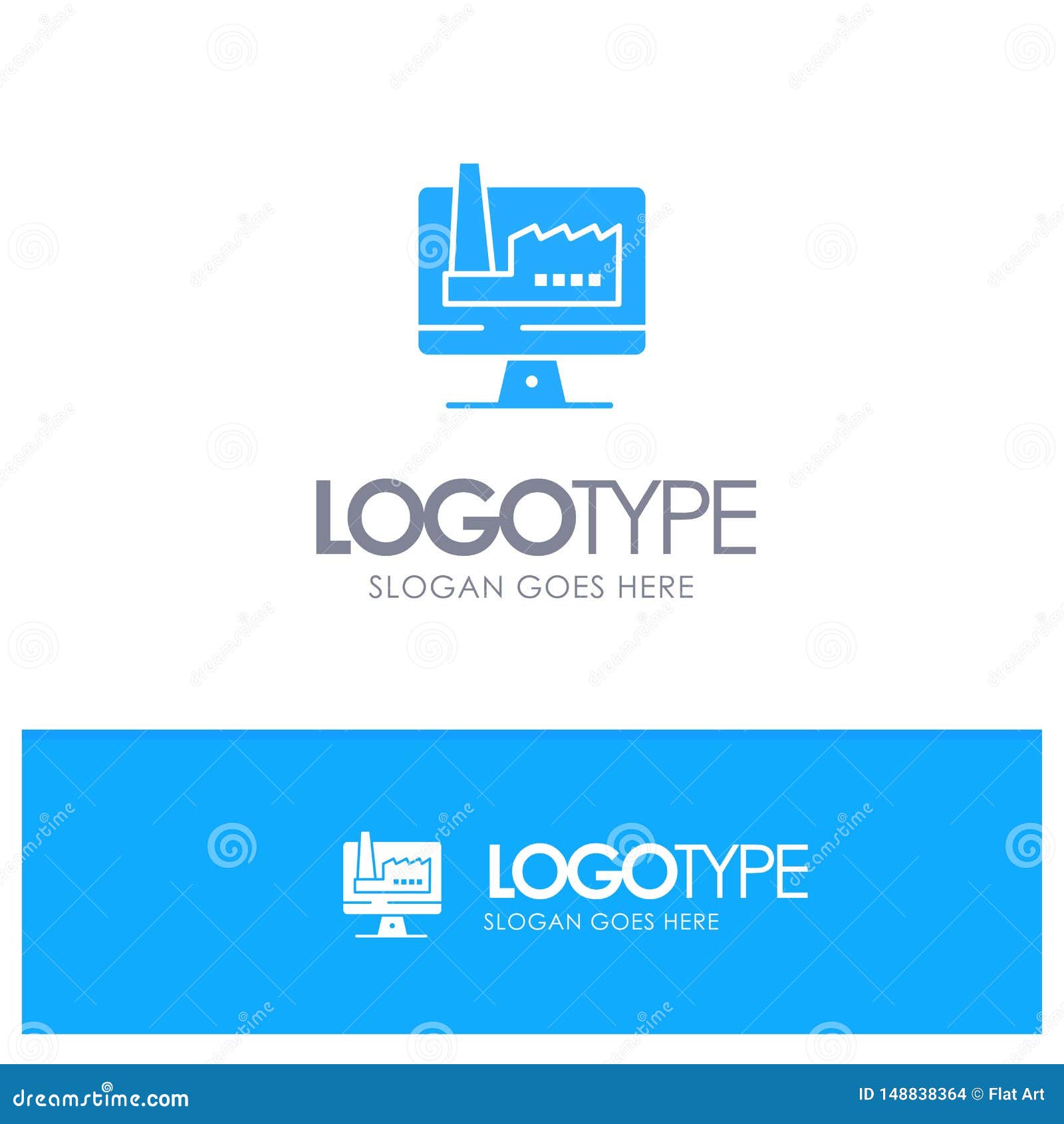 Computer, Building, Monitor, Factory Blue Logo Vector Stock Vector ...